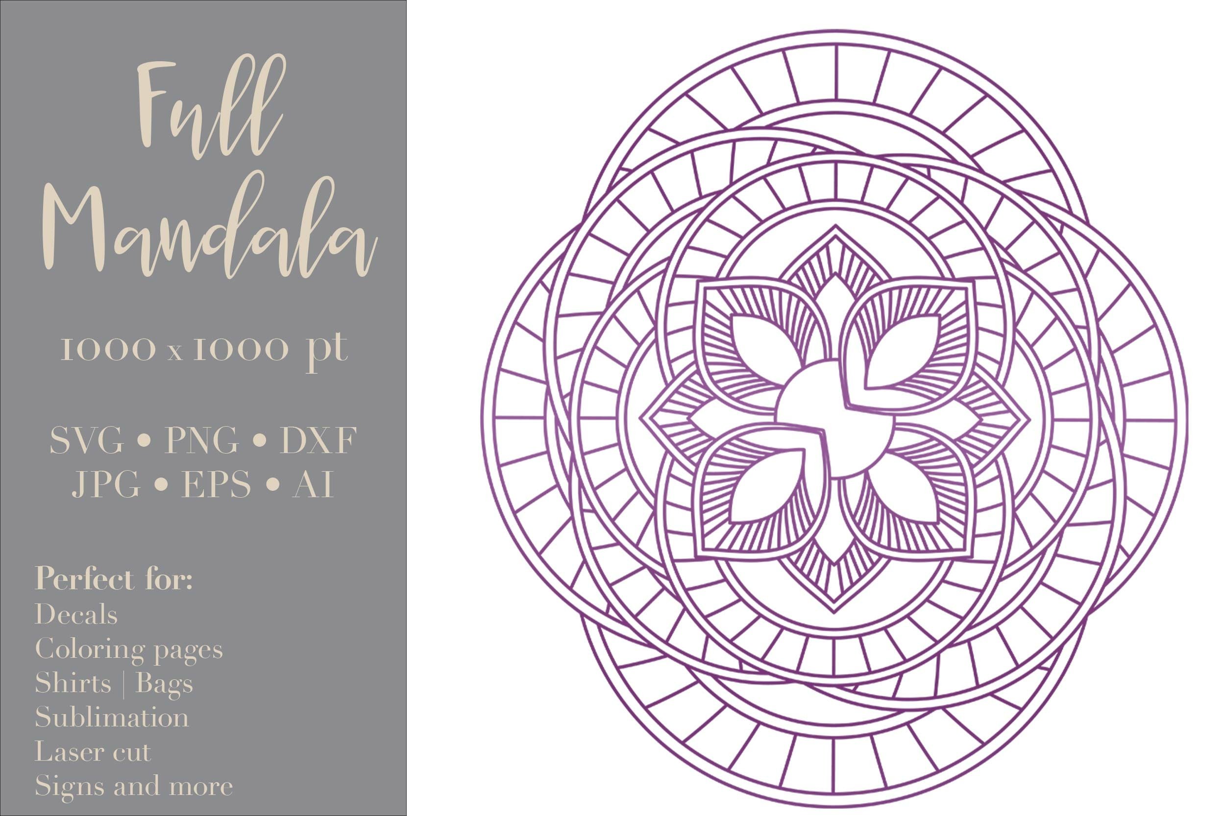 Mandalas SVG Bundle with Split Mandala Full-Half (1222312)