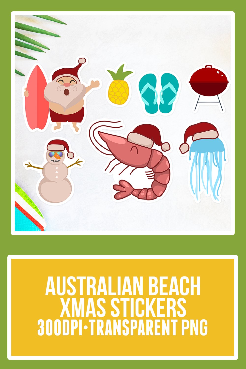 Australian Beach Christmas Stickers