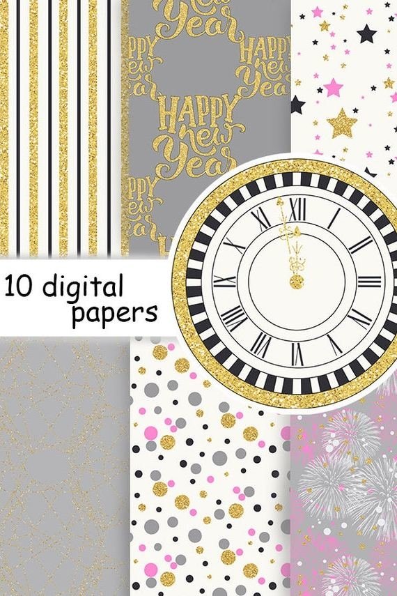 Happy New Year PATTERN Winter Party Print Digital (843705)