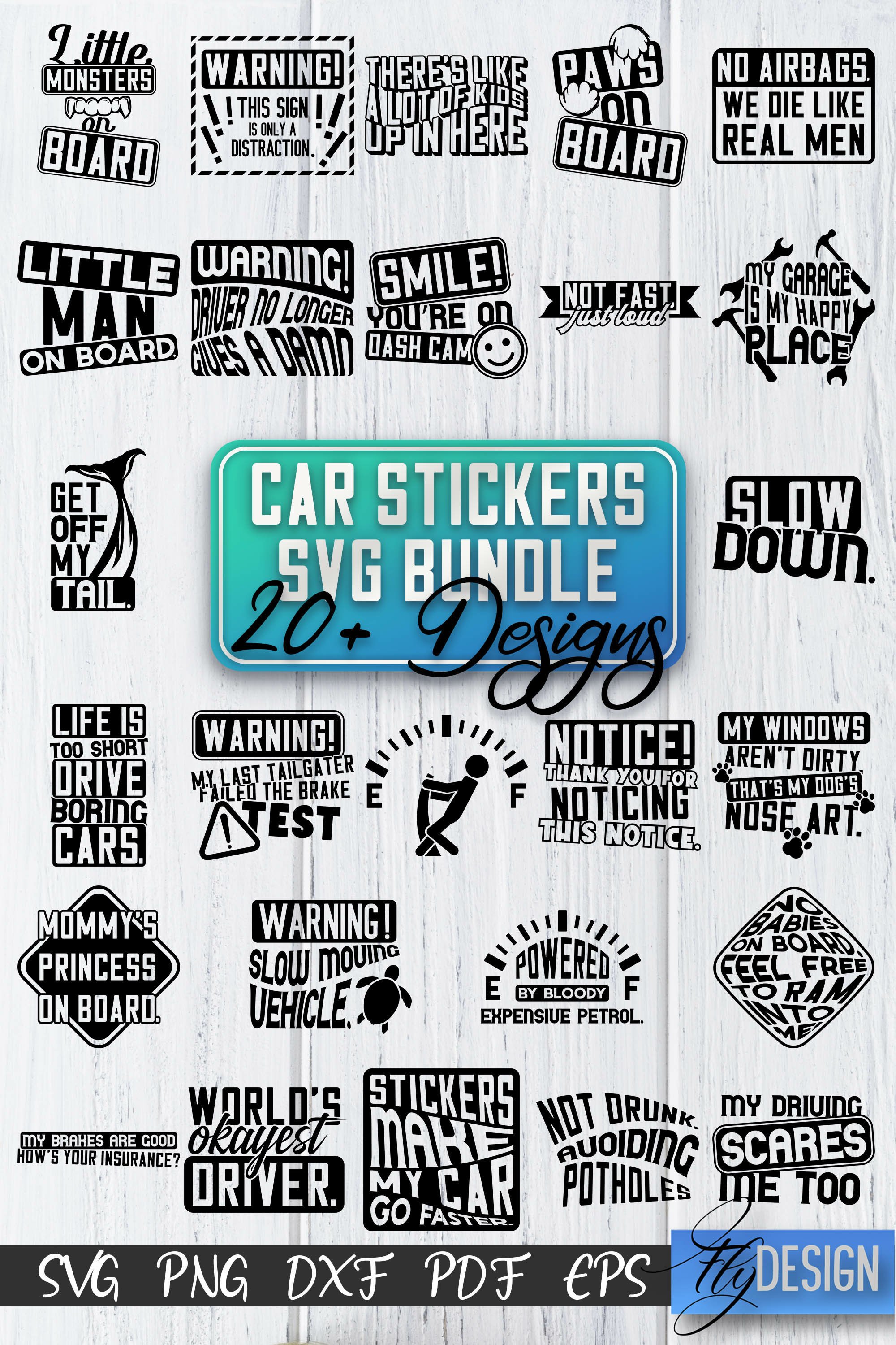 Car Stickers SVG Bundle | Car Decal SVG | Vehicle Decals v.2