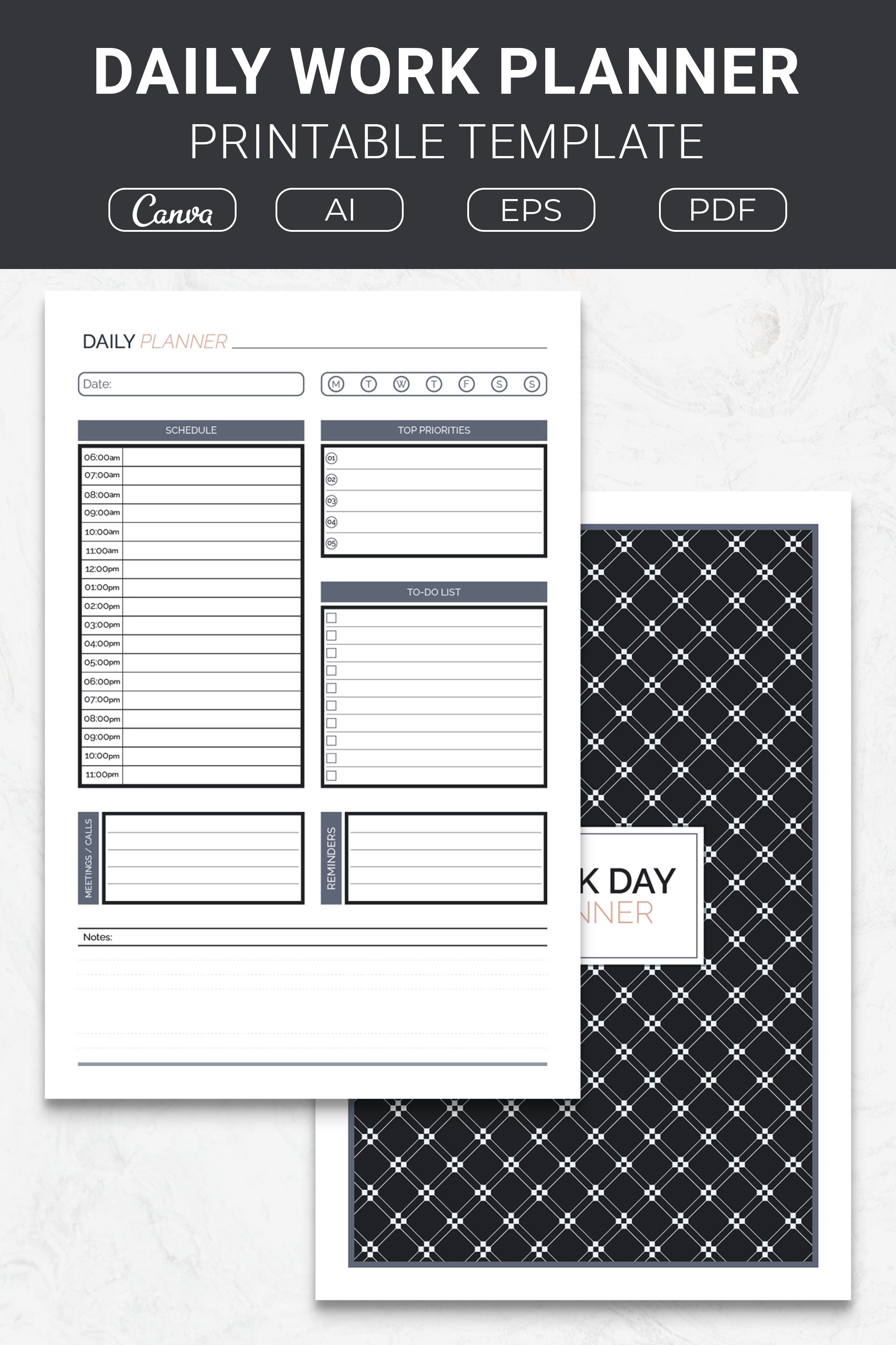 Daily Work Planner Printable Template (2612867)