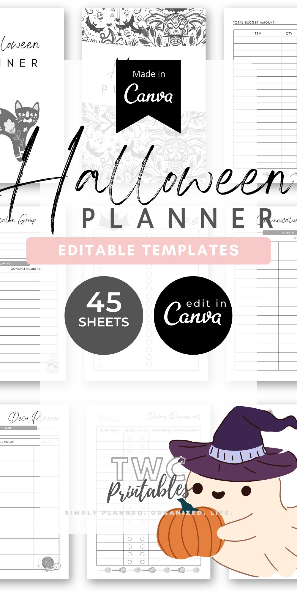halloween planner canva templates