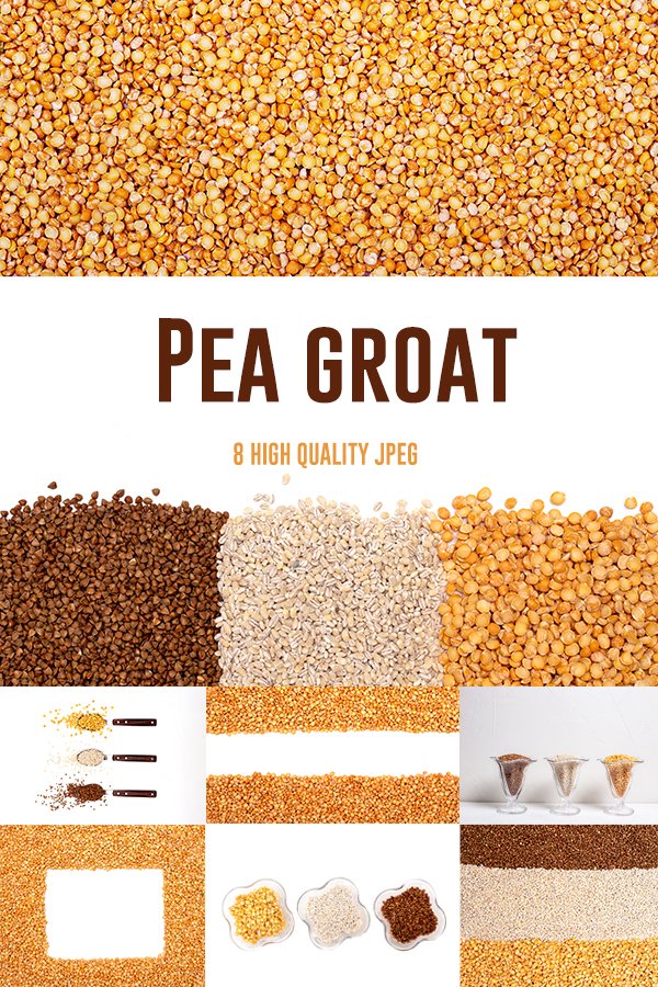 Pea groats bundle with textures and in tableware