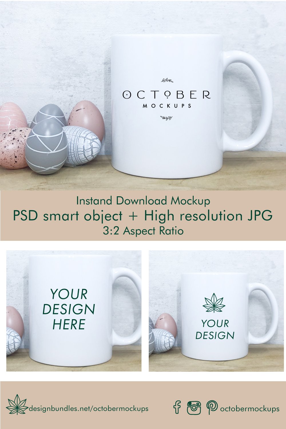 Coffee Mug Mockup Easter | JPG and PSD smart object