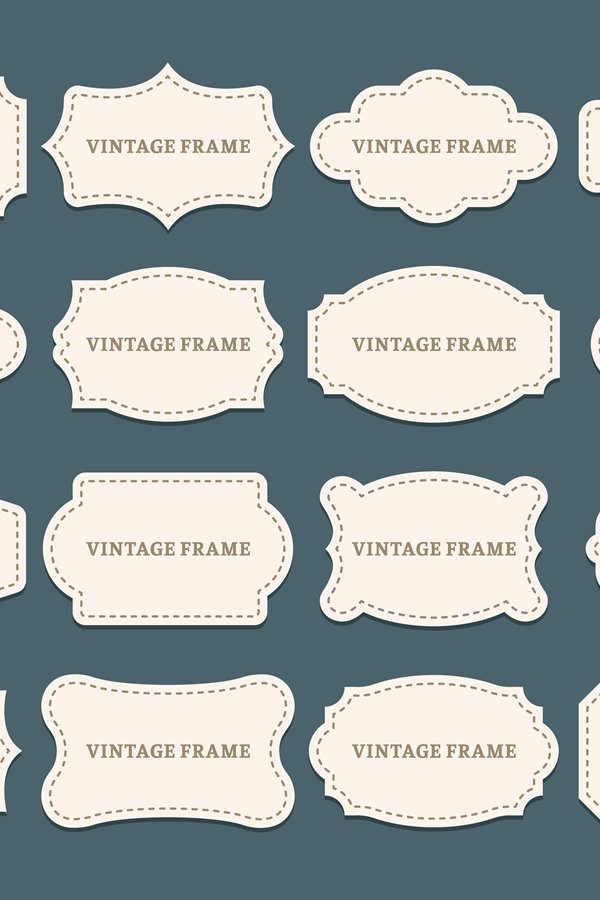 Vintage label frames. Old frame shapes, decorative label and