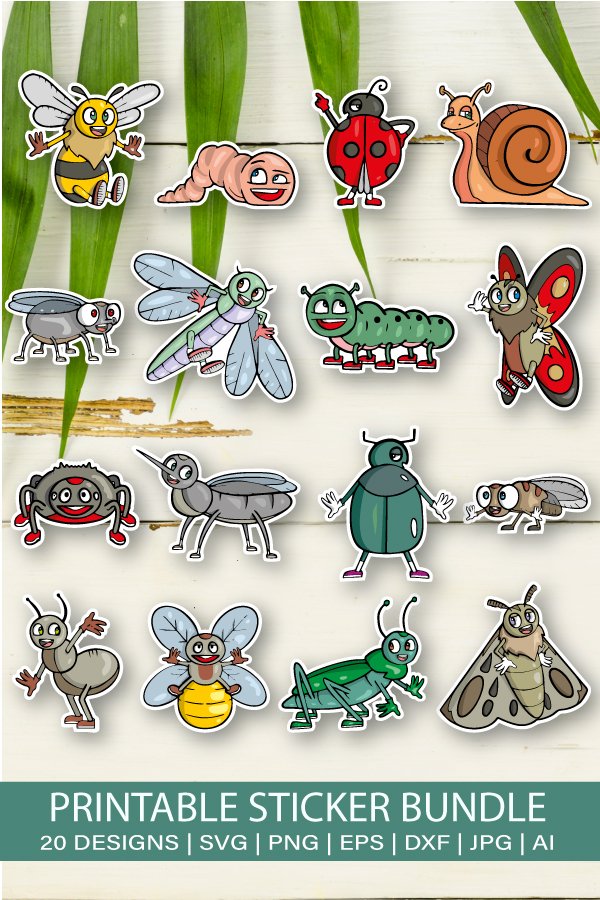 Insects animals Printable Stickers
