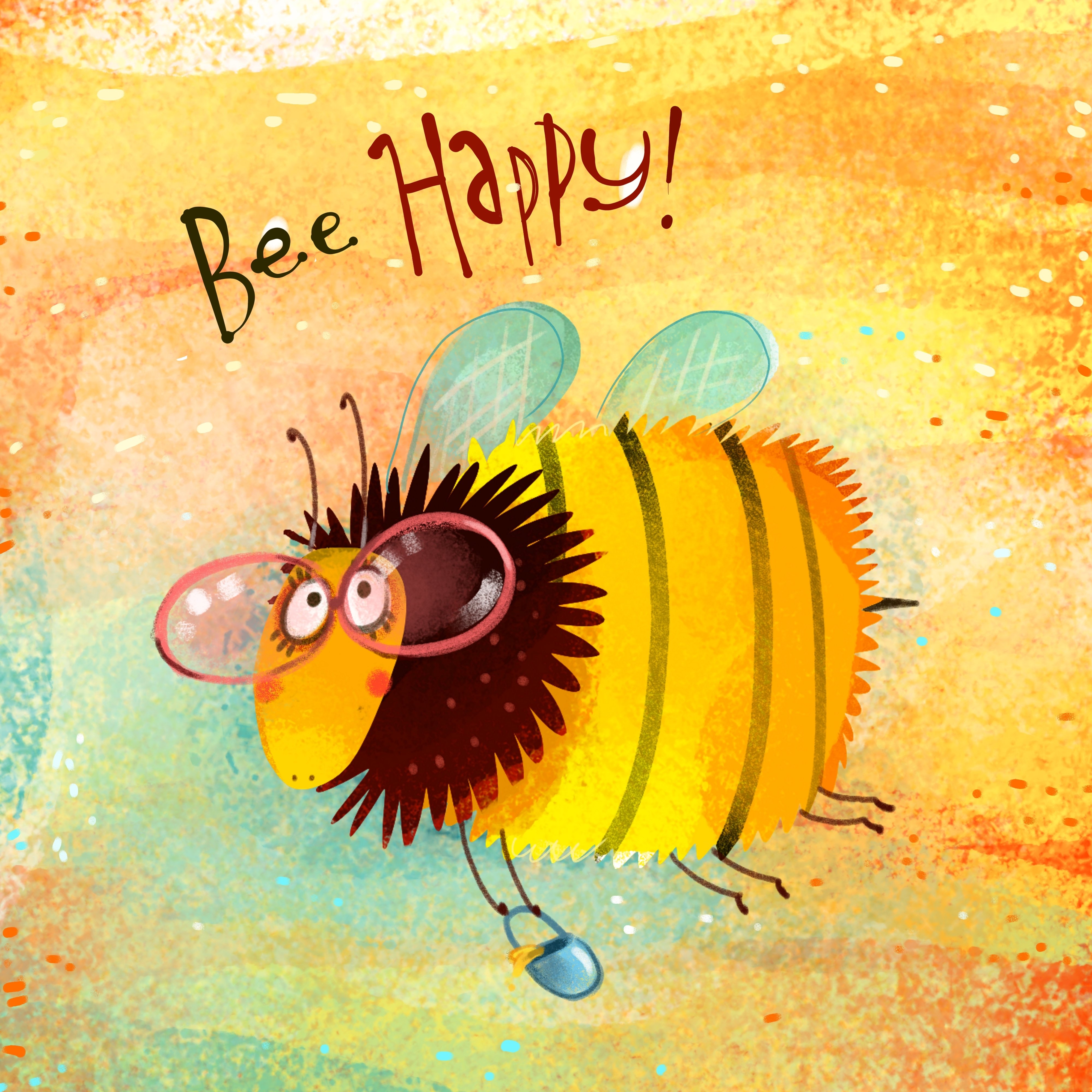 Happy Bee - illustration in layers and PNG