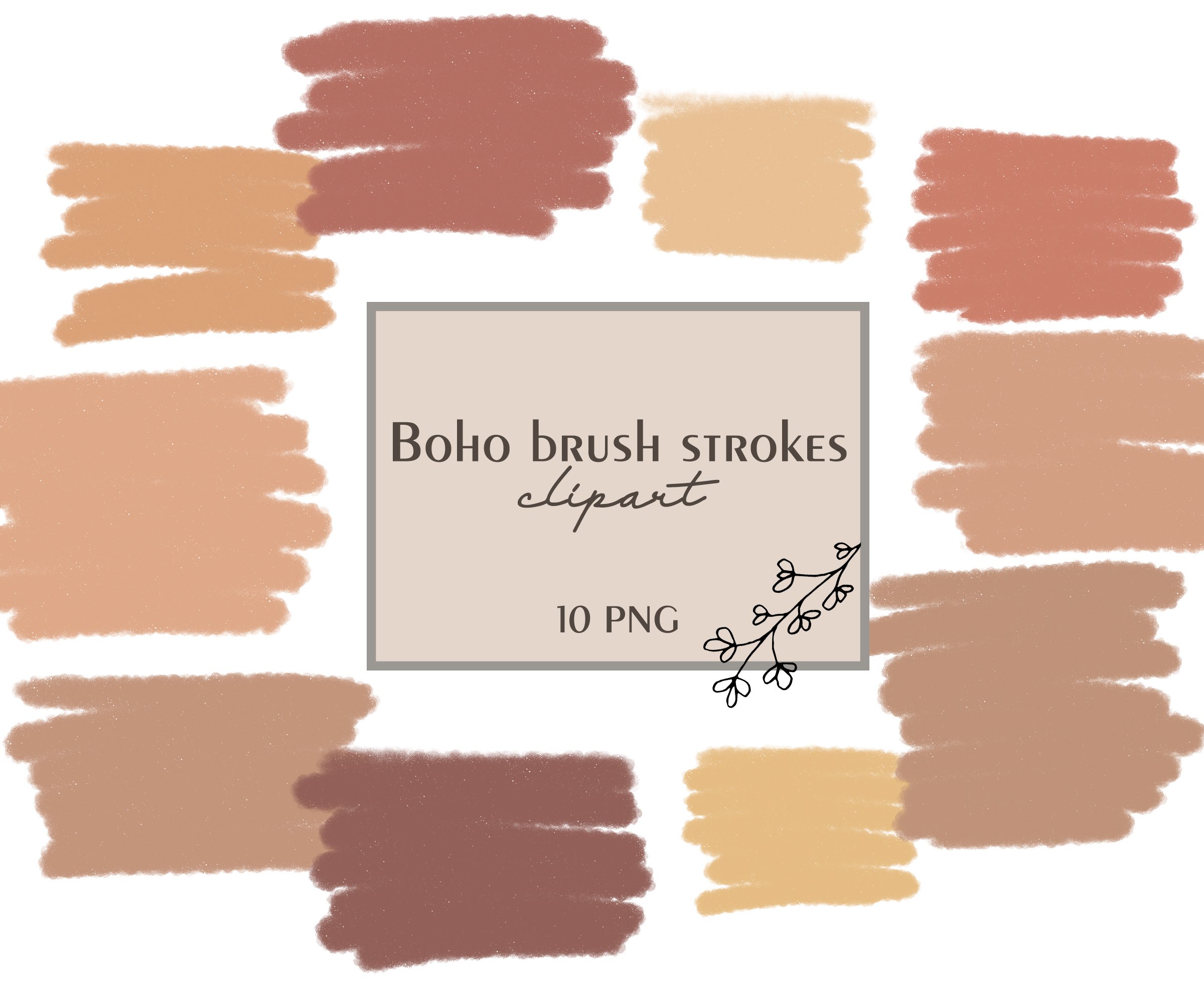 Boho brush strokes clipart, Brush strokes PNG, Boho clipart