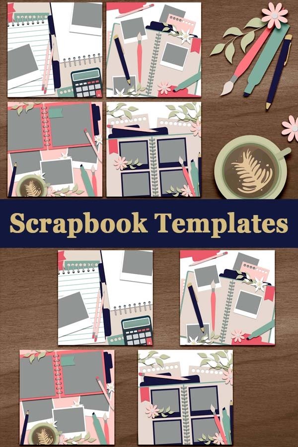 Planner Style Desktop Digital Scrapbooking Template Pages