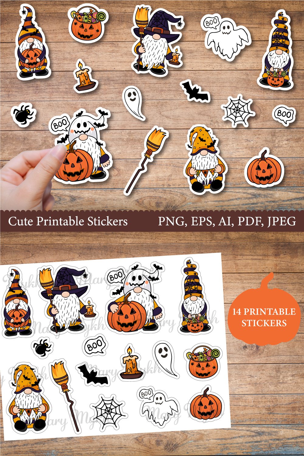 Halloween Gnomes Printable Stickers for Cricut