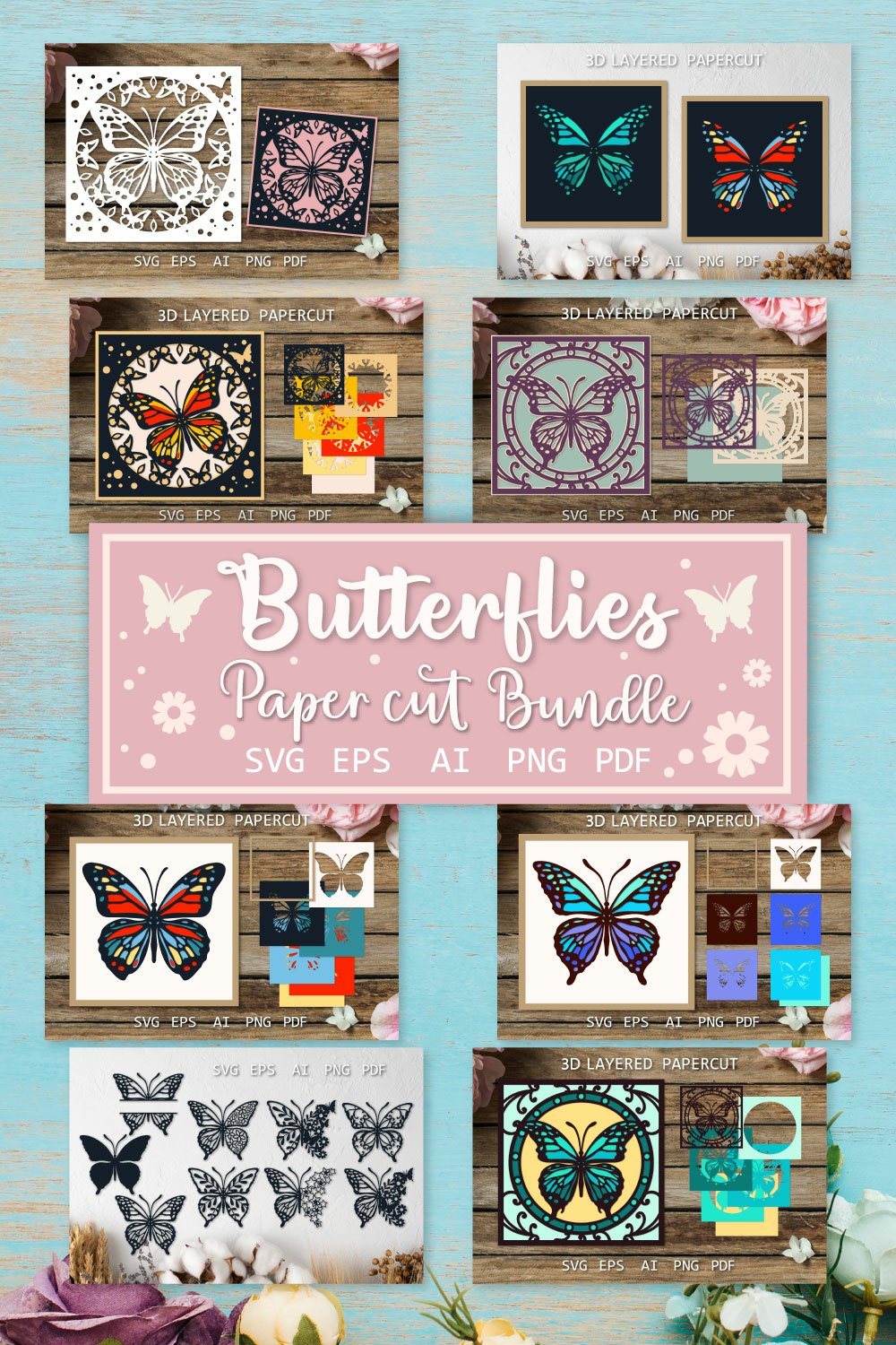 Butterfly SVG Bundle, Butterflies paper cutting template