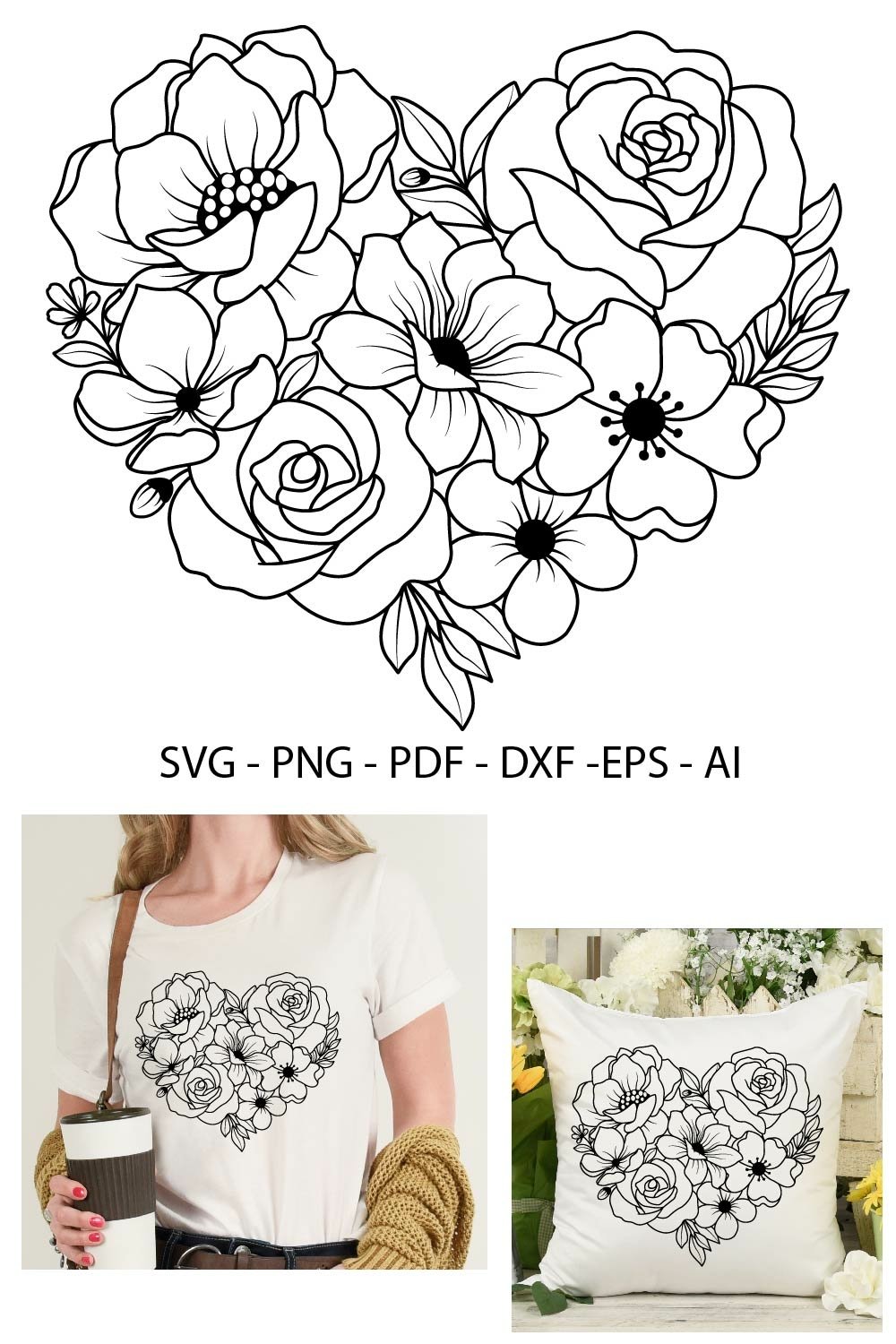 Flower Heart Svg Flower Svg Floral Heart Svg (2141299)