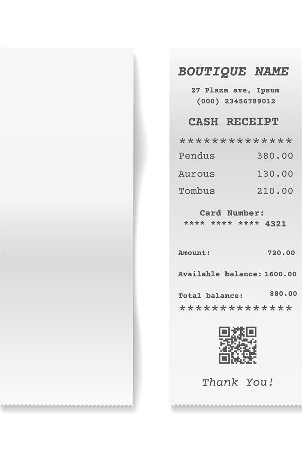 Blank shop receipts