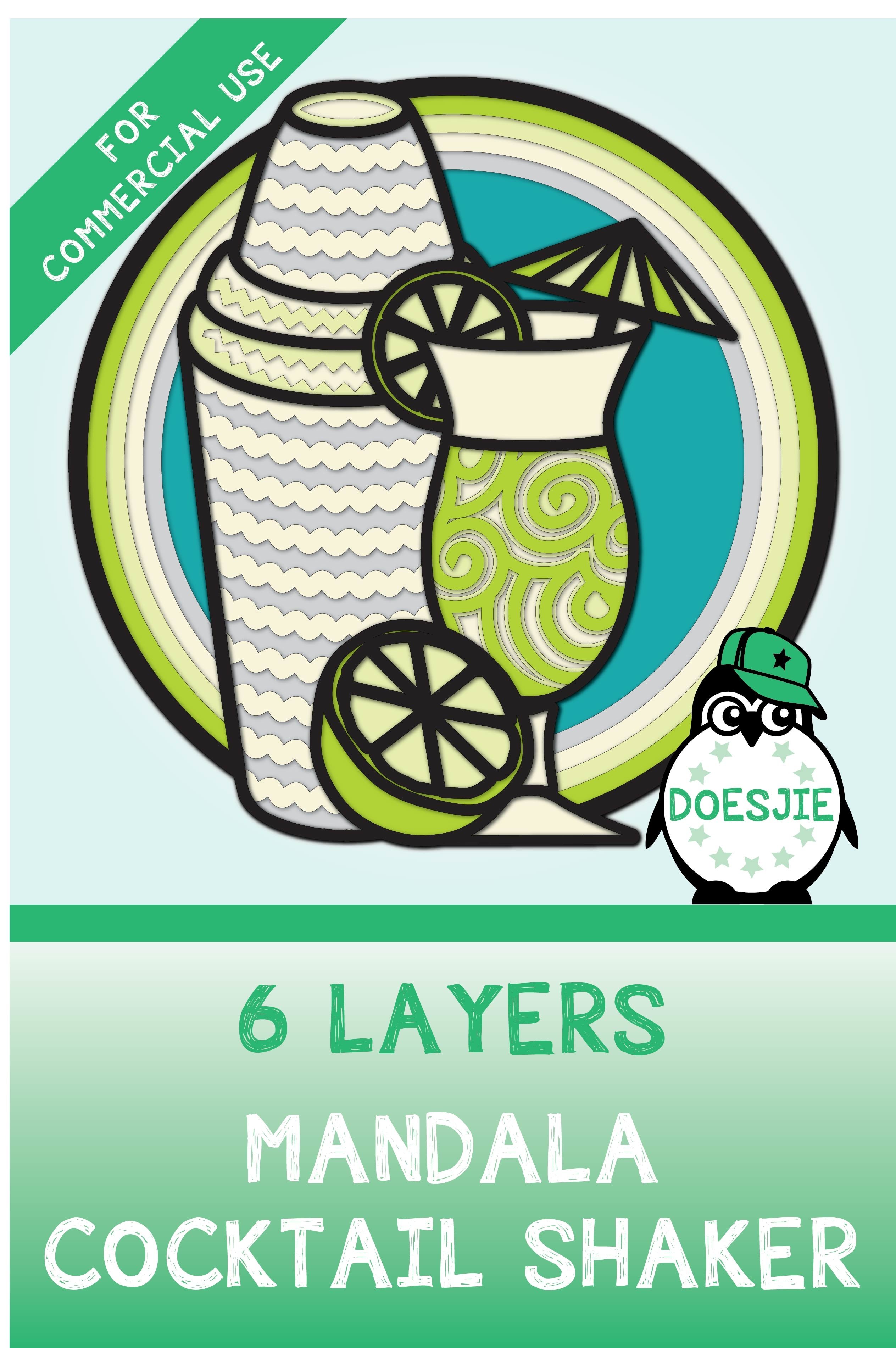 Cocktail 3D layered svg Cocktail shaker multi layer mandala