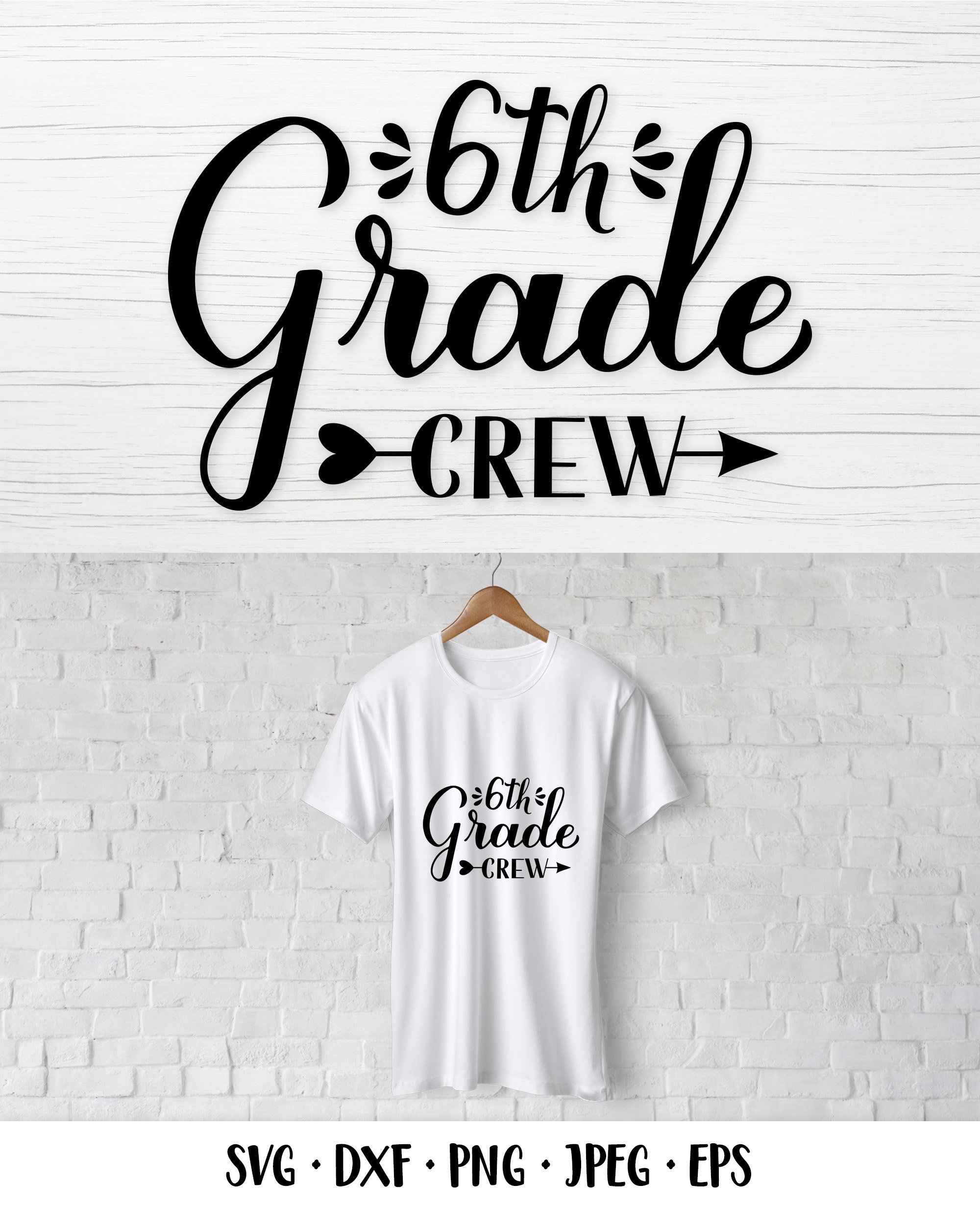 6th Grade Crew hand lettered SVG. Sixth day of school