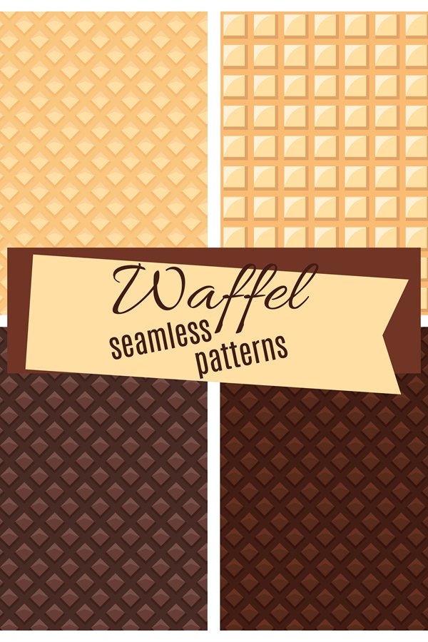 Vector waffel seamless patterns set
