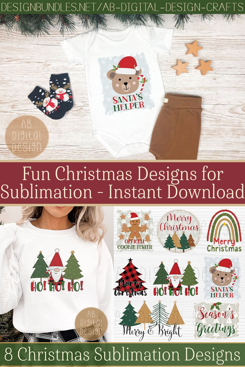 Christmas Sublimation Designs Bundle | 8 Designs