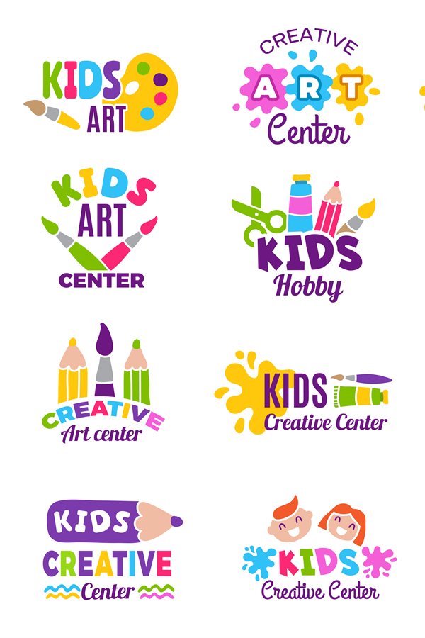 Creative kids logo. Craft and painting creativity class for