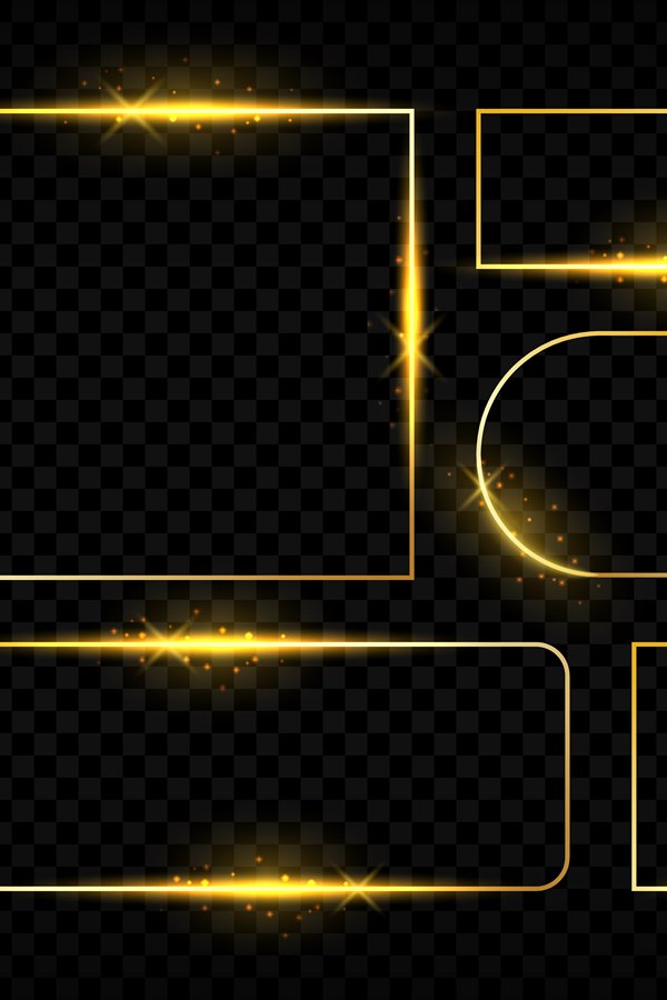 Shiny golden frames. Glowing border lines for (1169441)