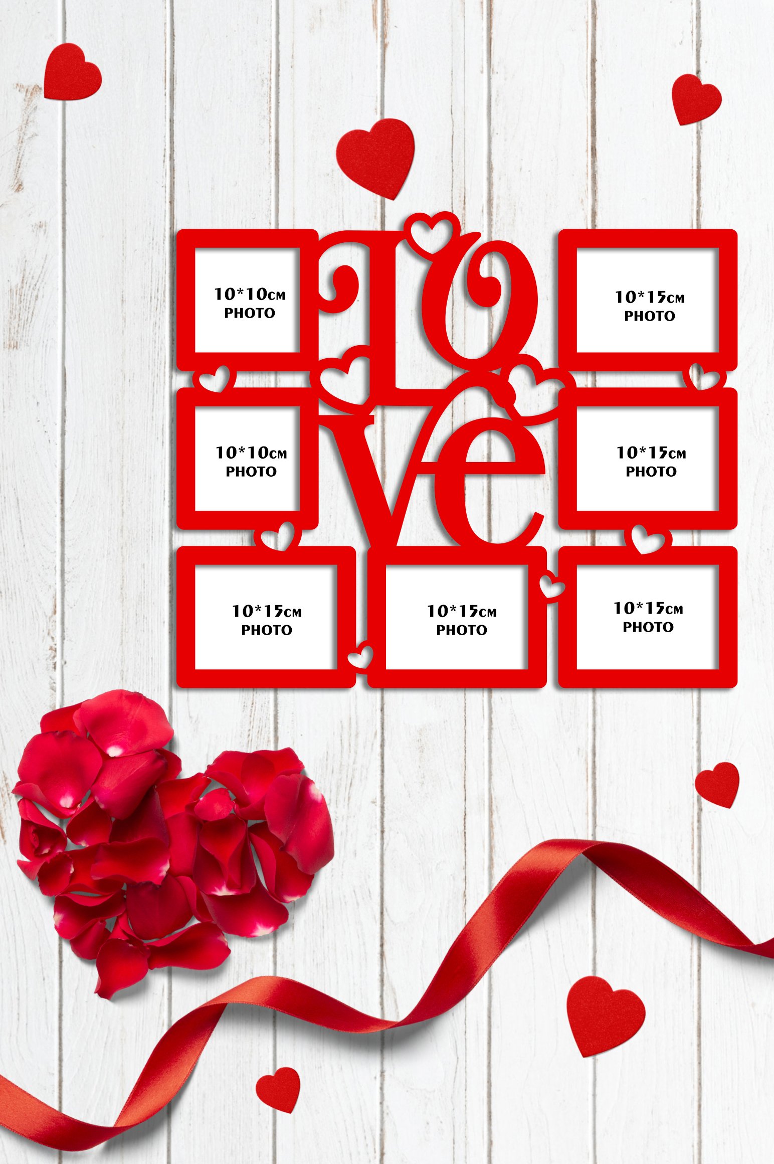 Frame for photos with sign 'Love' Laser cutting (682820)