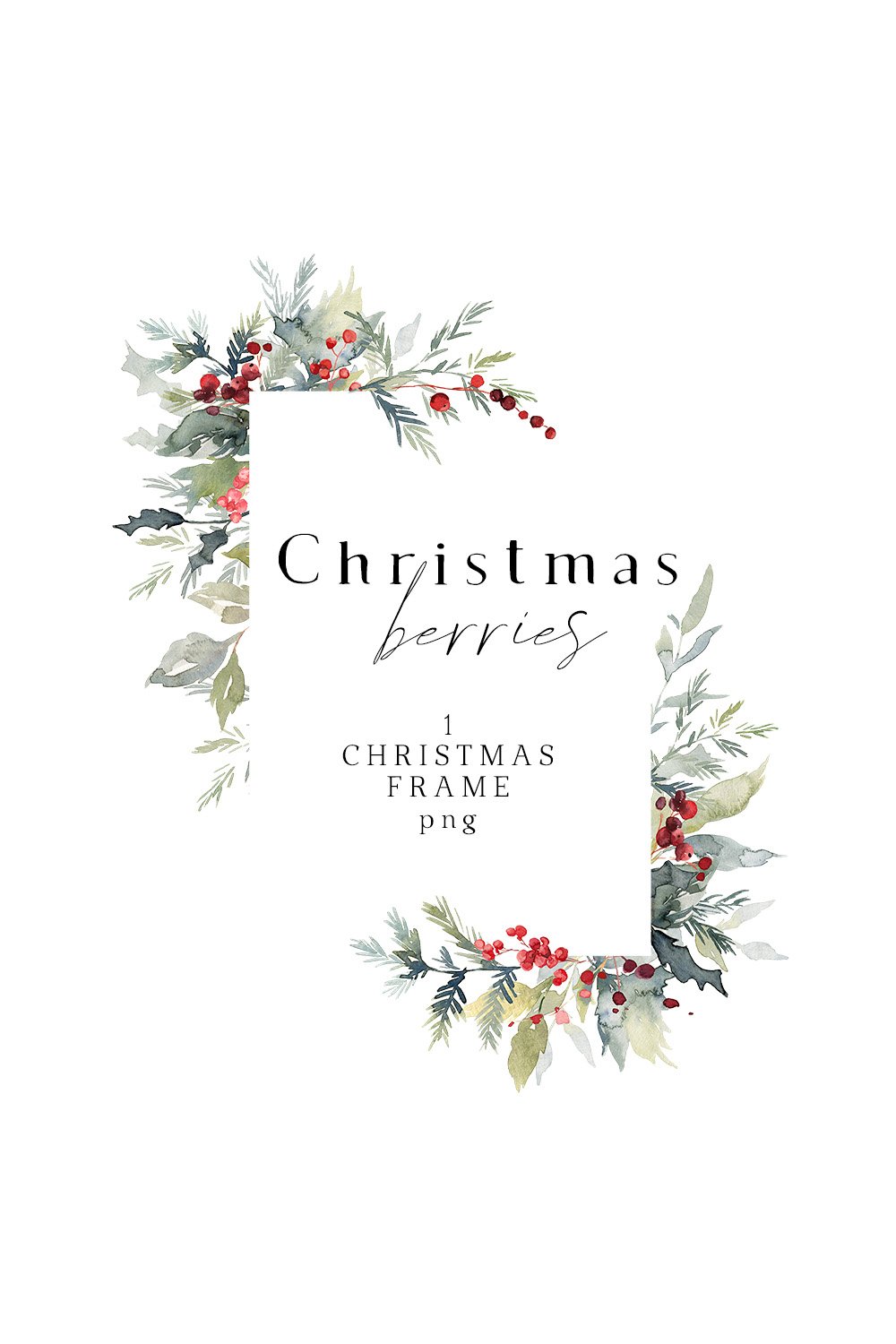 Christmas Frame Clipart Greenery Berries Winter Border PNG
