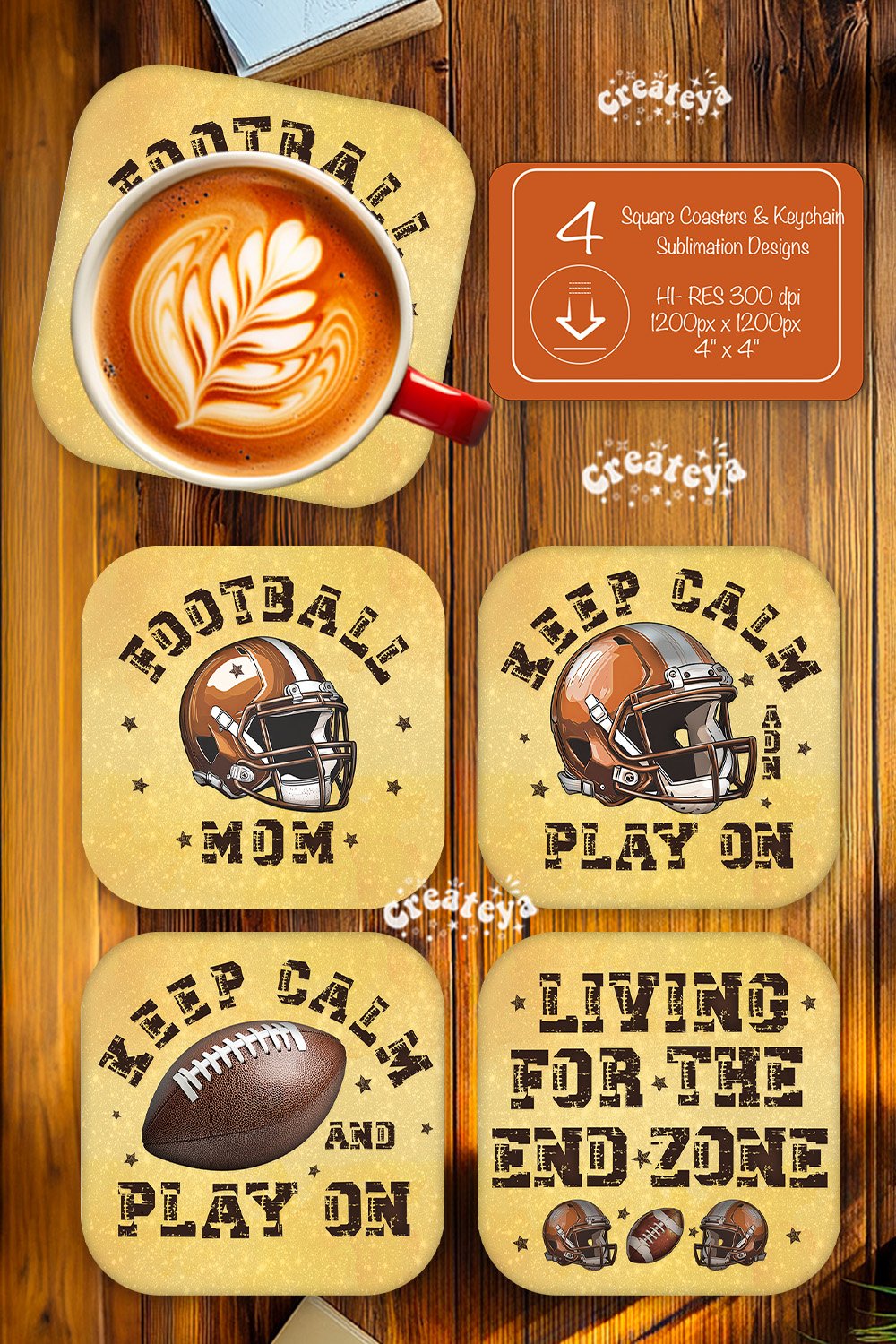 Football Square coaster png Sublimation magnet png