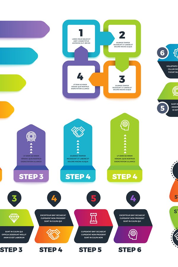 Process infographics. Business infographic elements, strateg