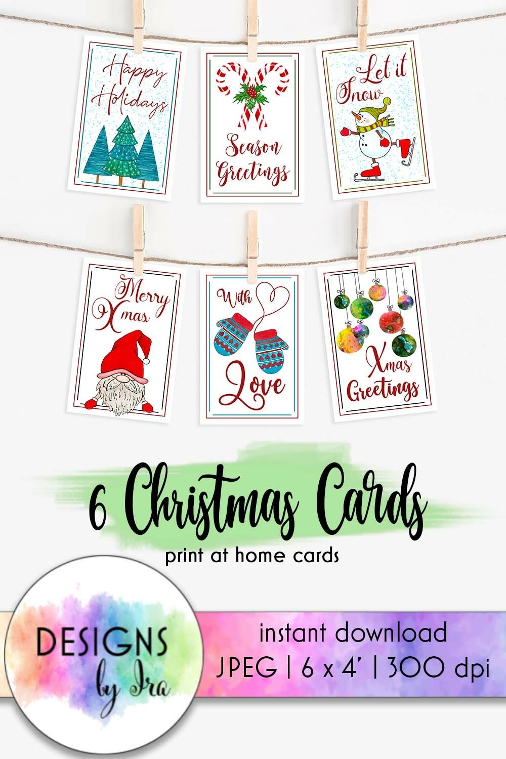 6 Christmas cards, printable Christmas cards