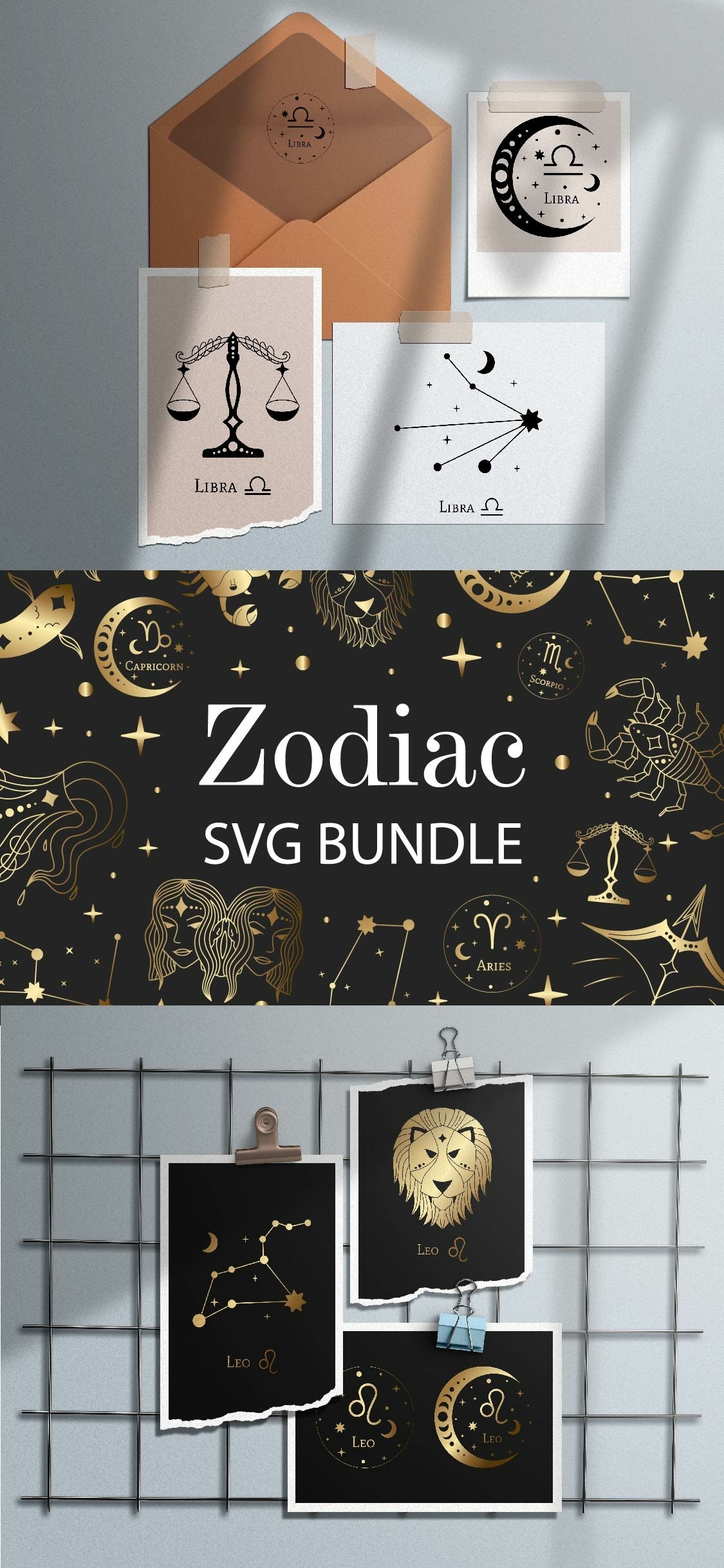 Zodiac SVG Bundle instant download | SVG, PNG, DXF, EPS