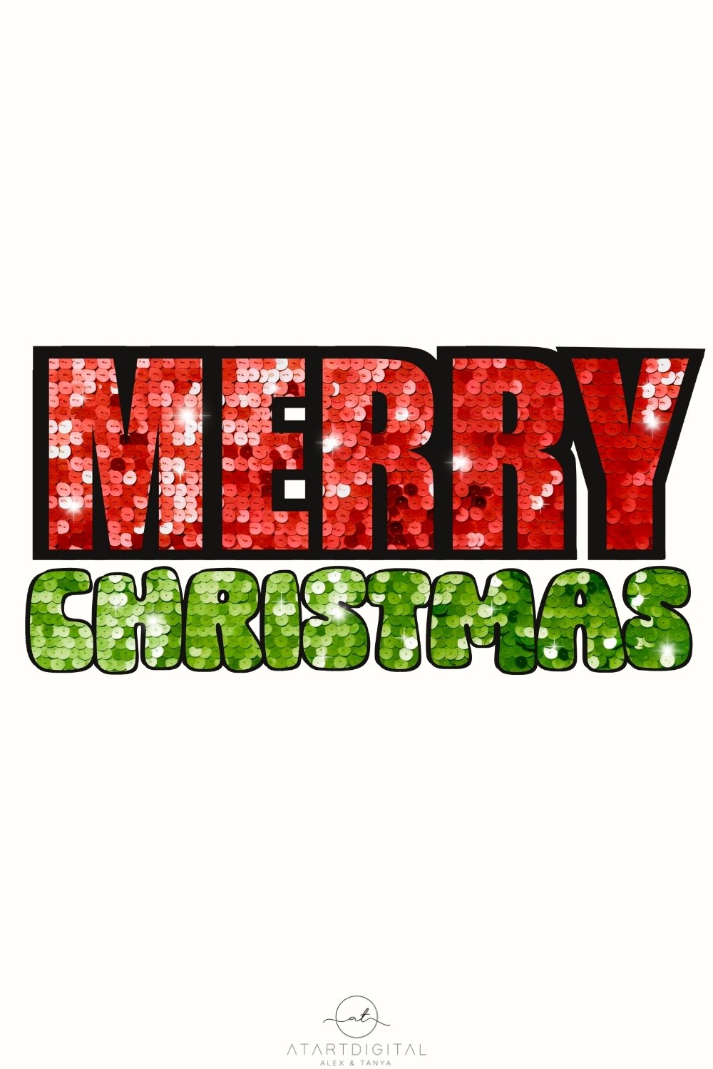 Merry Christmas Sequin Glitter Letters - Digital Download