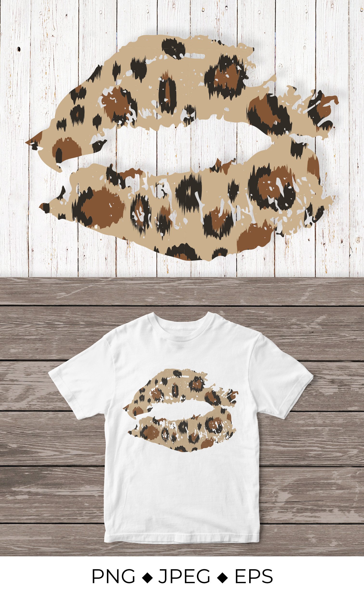 Leopard lips sublimation. Lipstick kiss. Leopard print.
