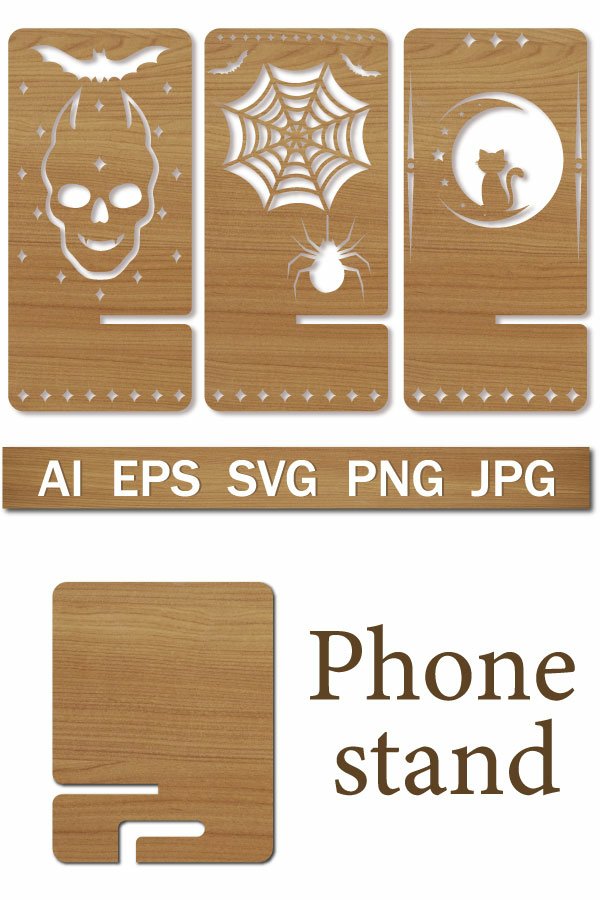 Phone stand template with cut-out pattern, set, (1545015)