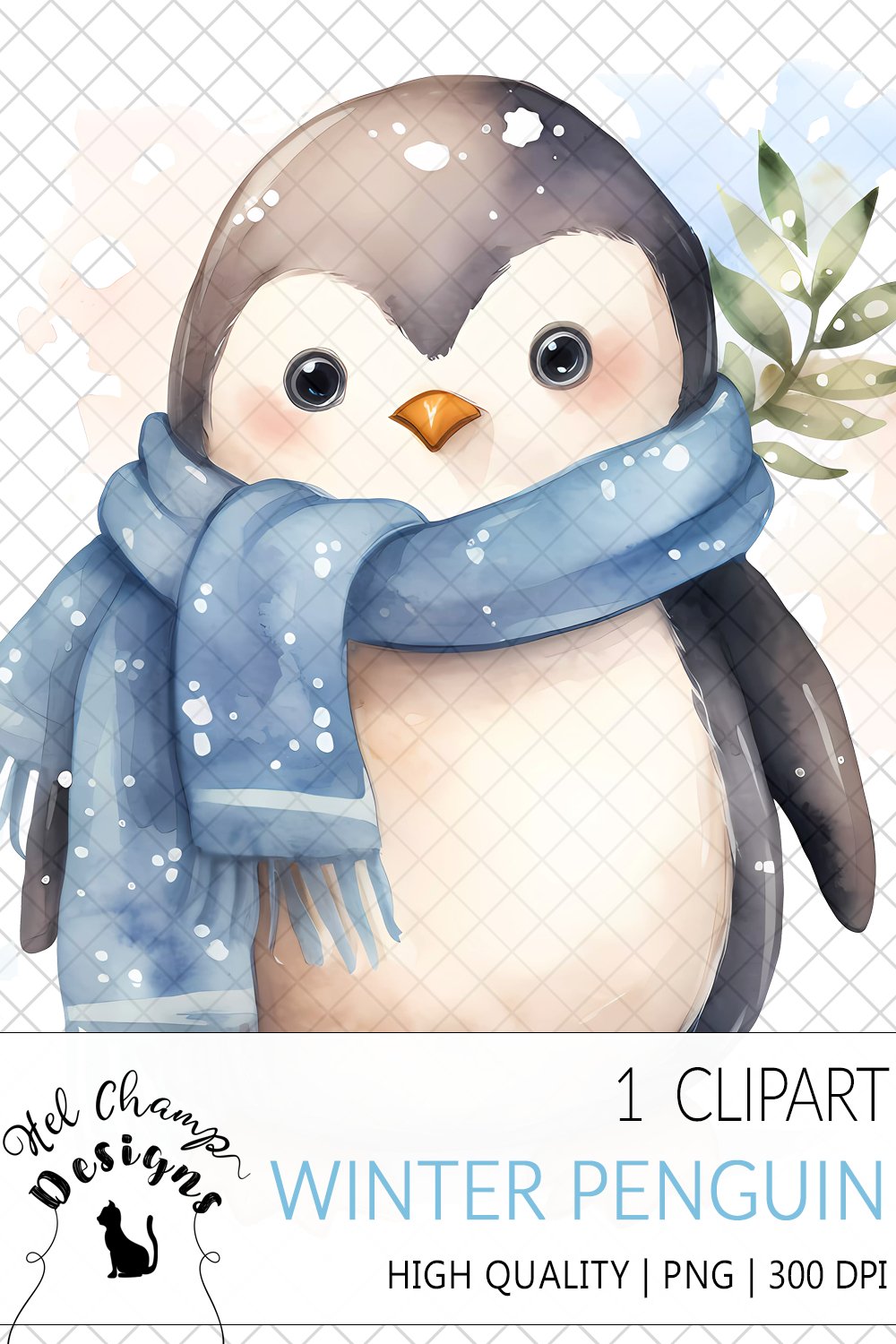 Winter penguin blue scarf transparent clipart