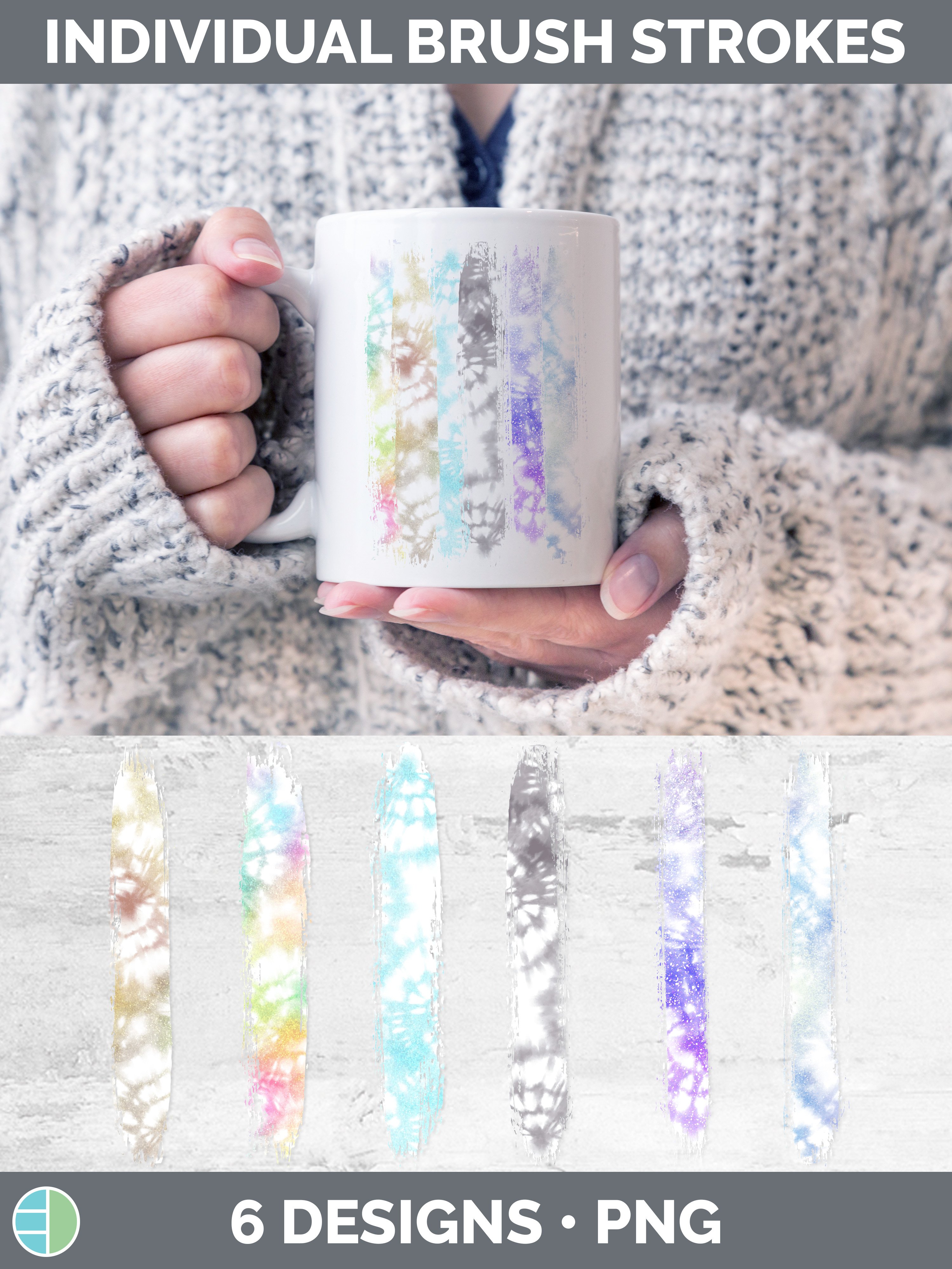 Pastel Tie Dye Brush Strokes PNG | Sublimation Designs