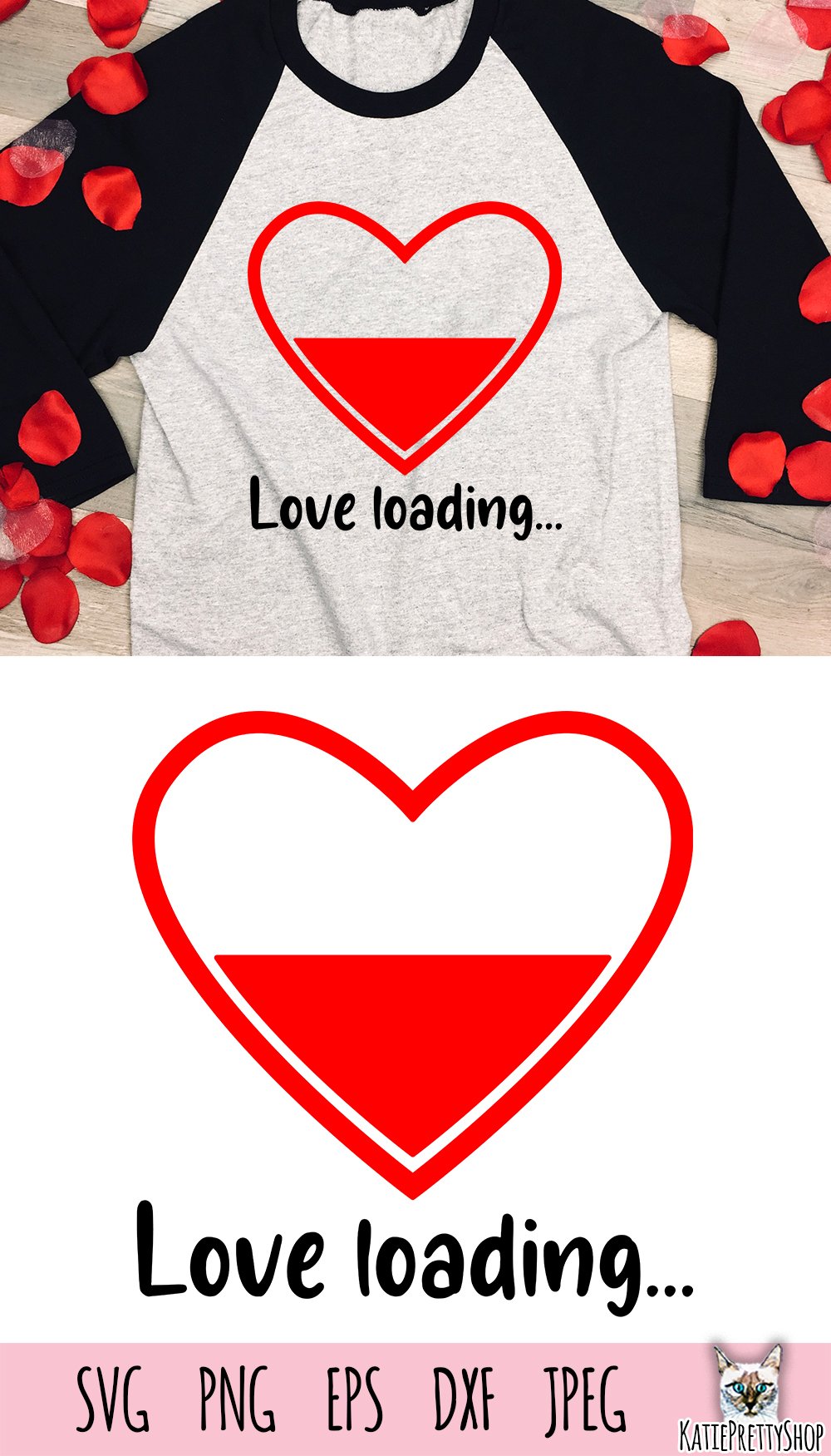 Love loading, Heart Svg cut file.
