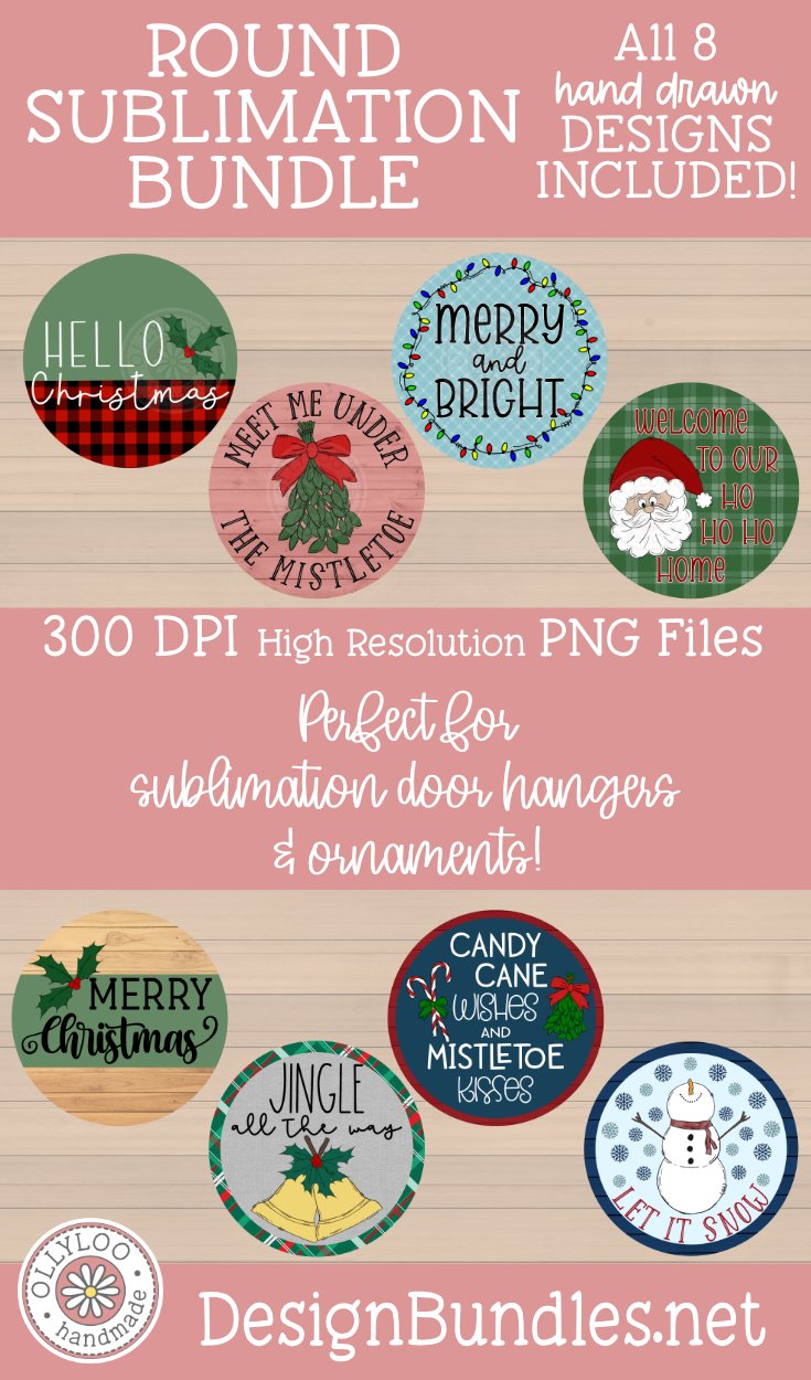 Round Sublimation Bundle - Set of 8 Hand Drawn Designs