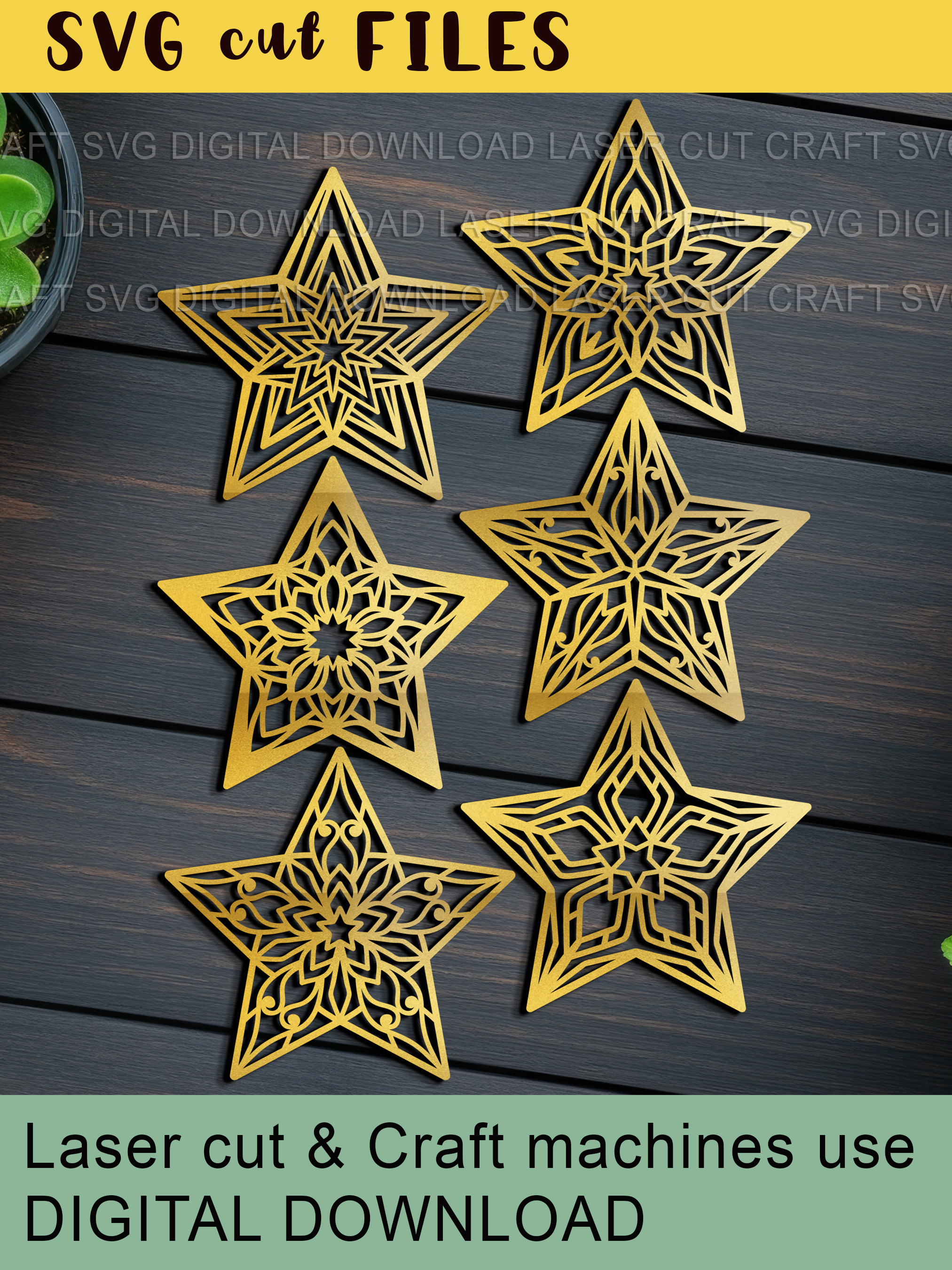 Christmas star svg laser Cricut cut out
