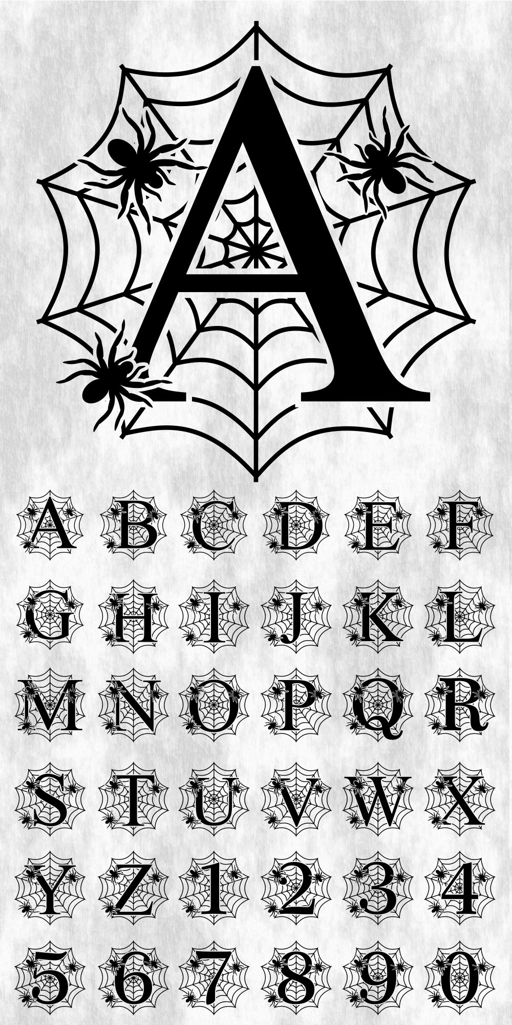 Halloween Spider Web Split Alphabet SVG, Halloween Monogram
