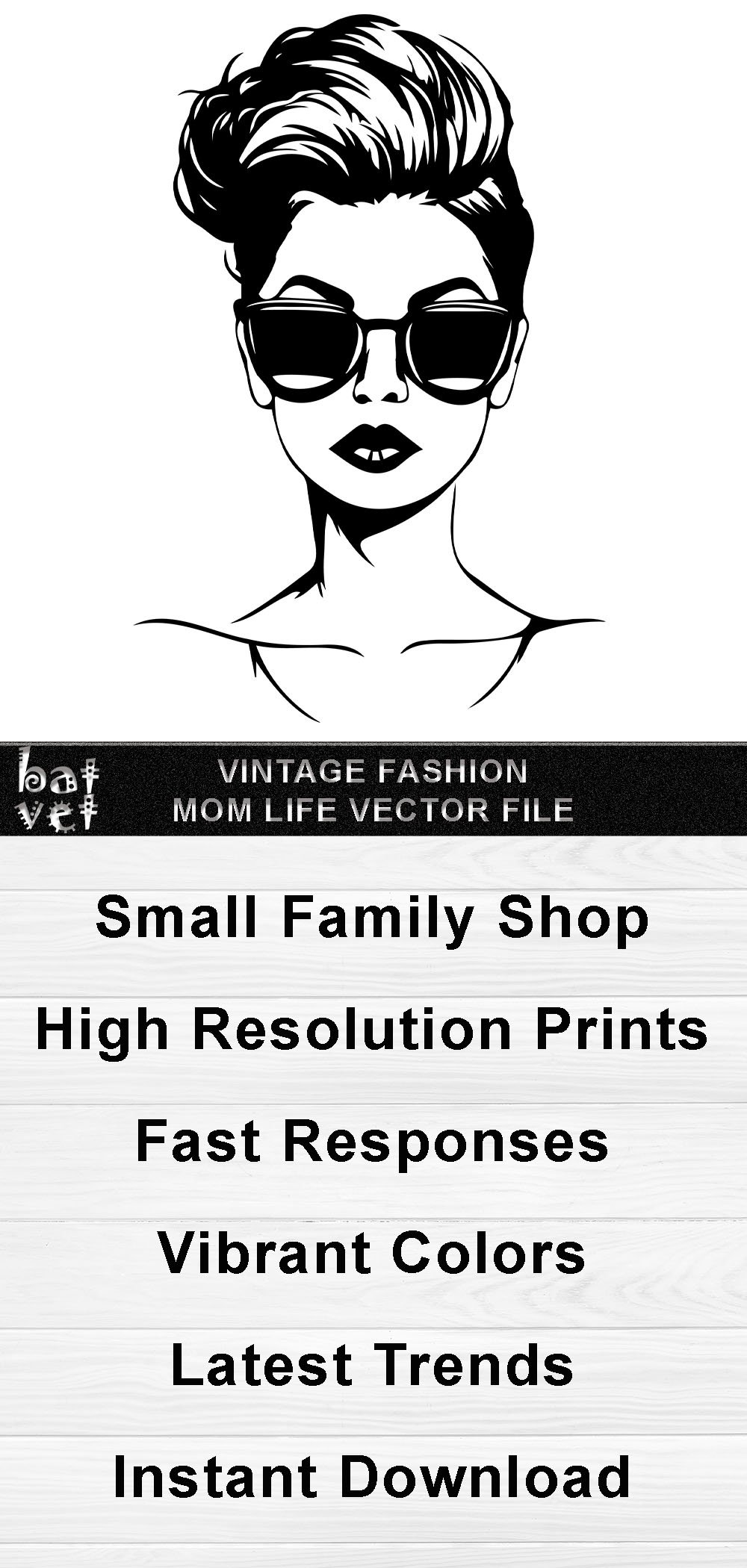 Vintage Fashion Mom Life Vector File Clip Art Design