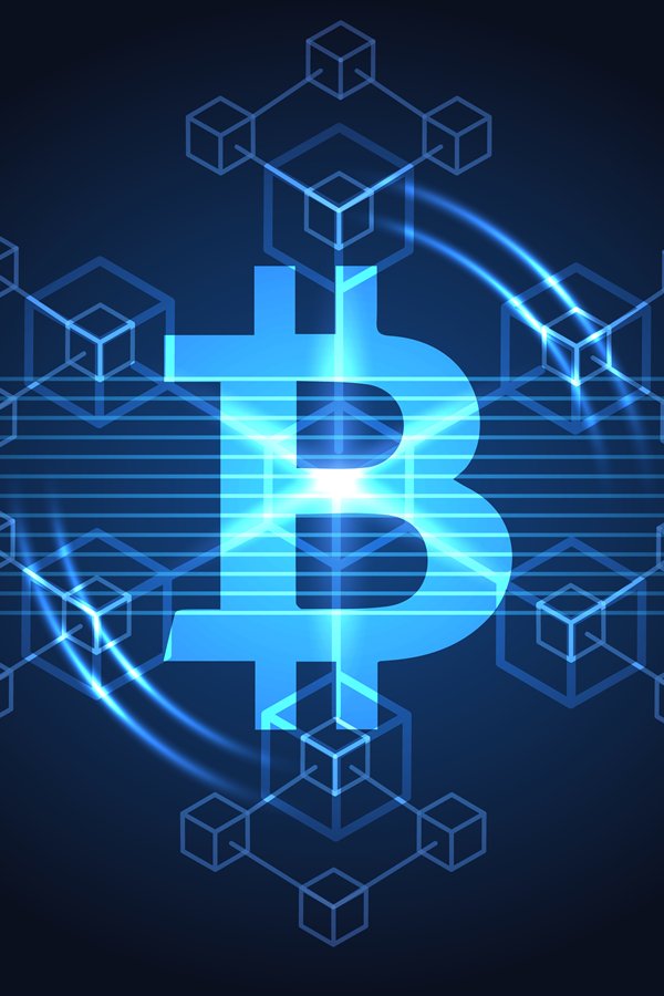 Blue bitcoin background