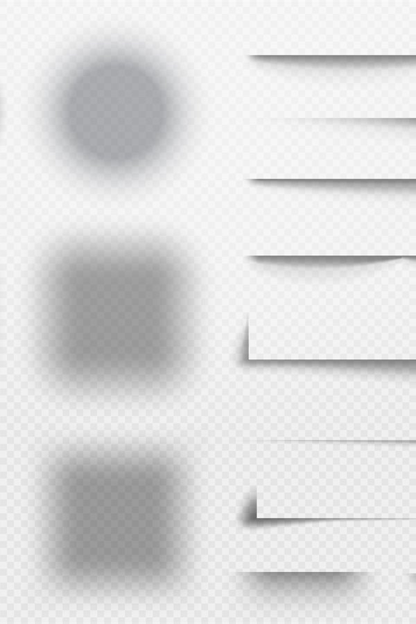 Realistic shadows dividers. Line shadow, transparent overlay