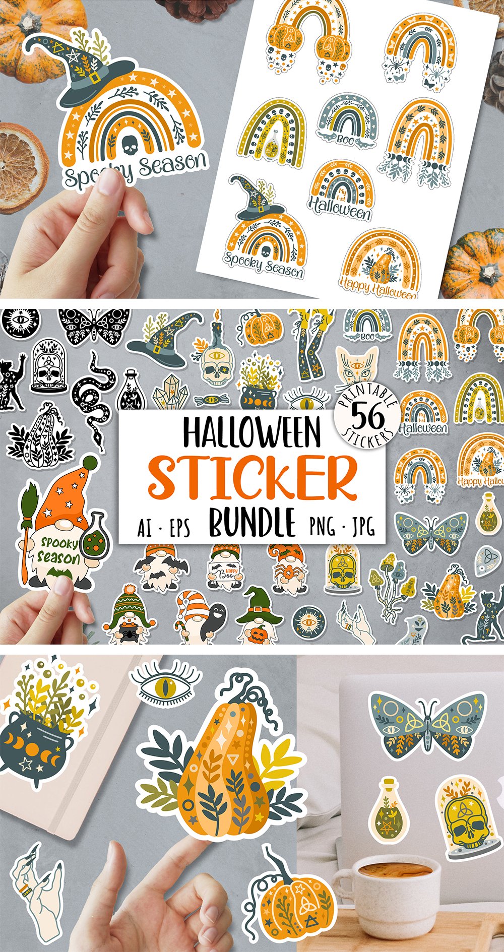 Halloween sticker bundle / Halloween stickers in PNG