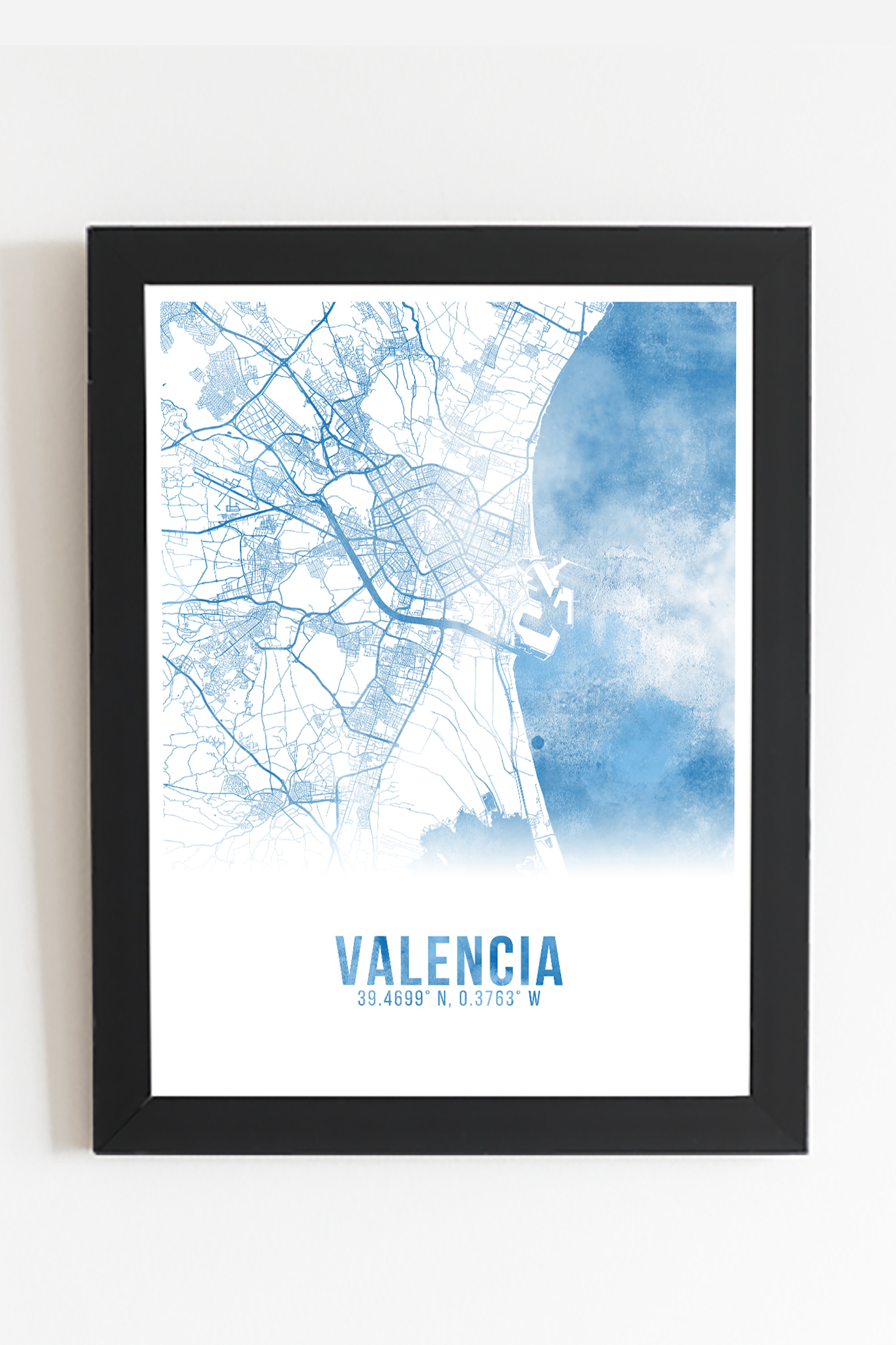 Valencia Watercolor City Map Poster
