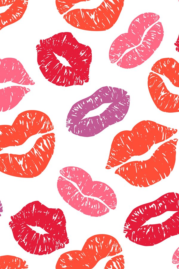 Lips print seamless pattern. Kiss prints with texture, color