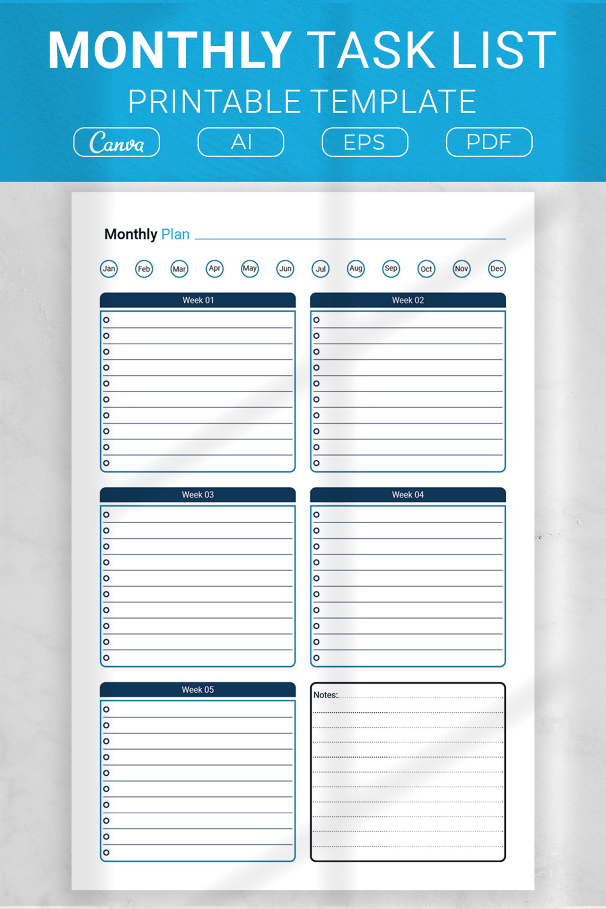 Monthly Task List Printable Template (2824315)