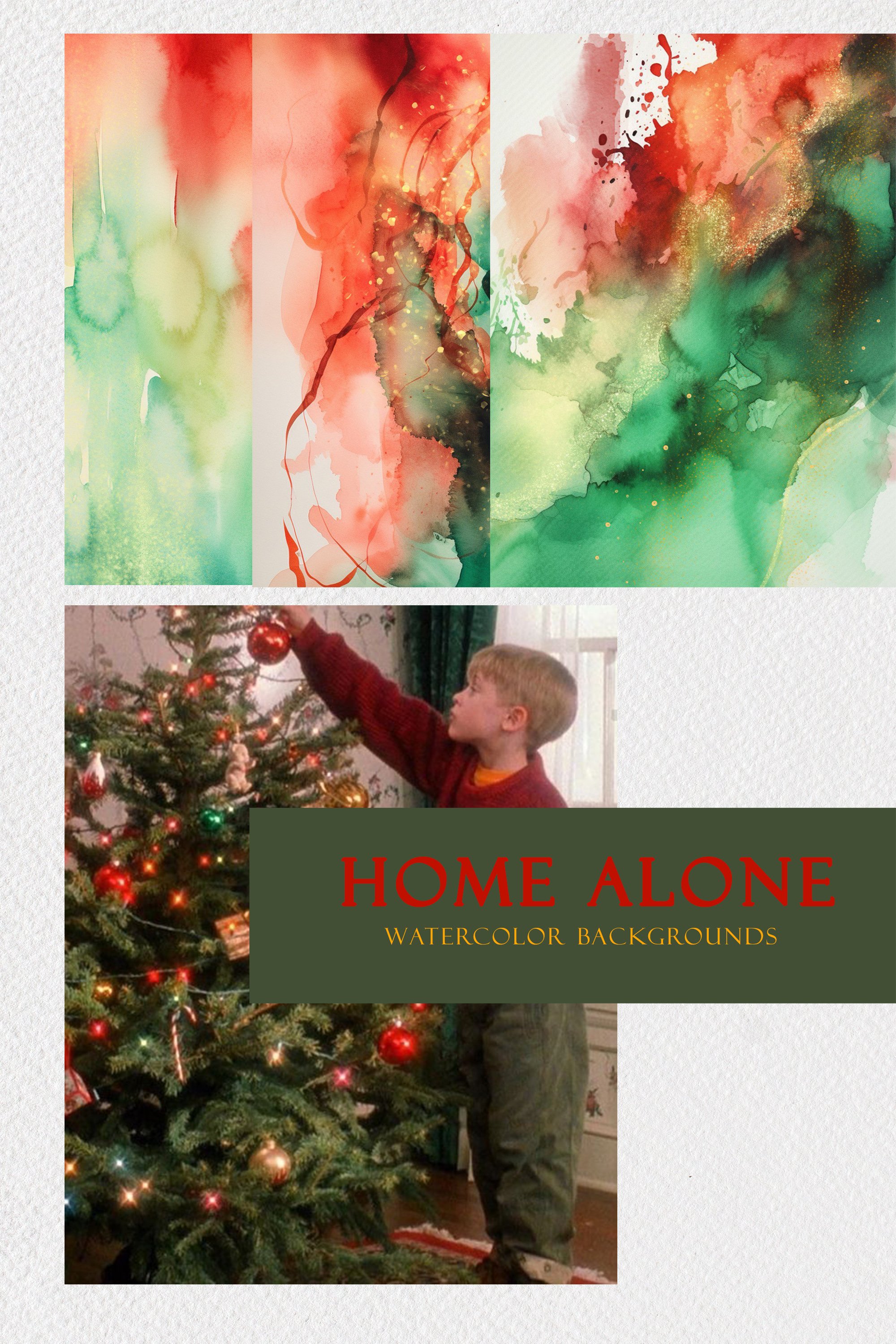 Green Christmas Watercolor Background Scrapbook Papers