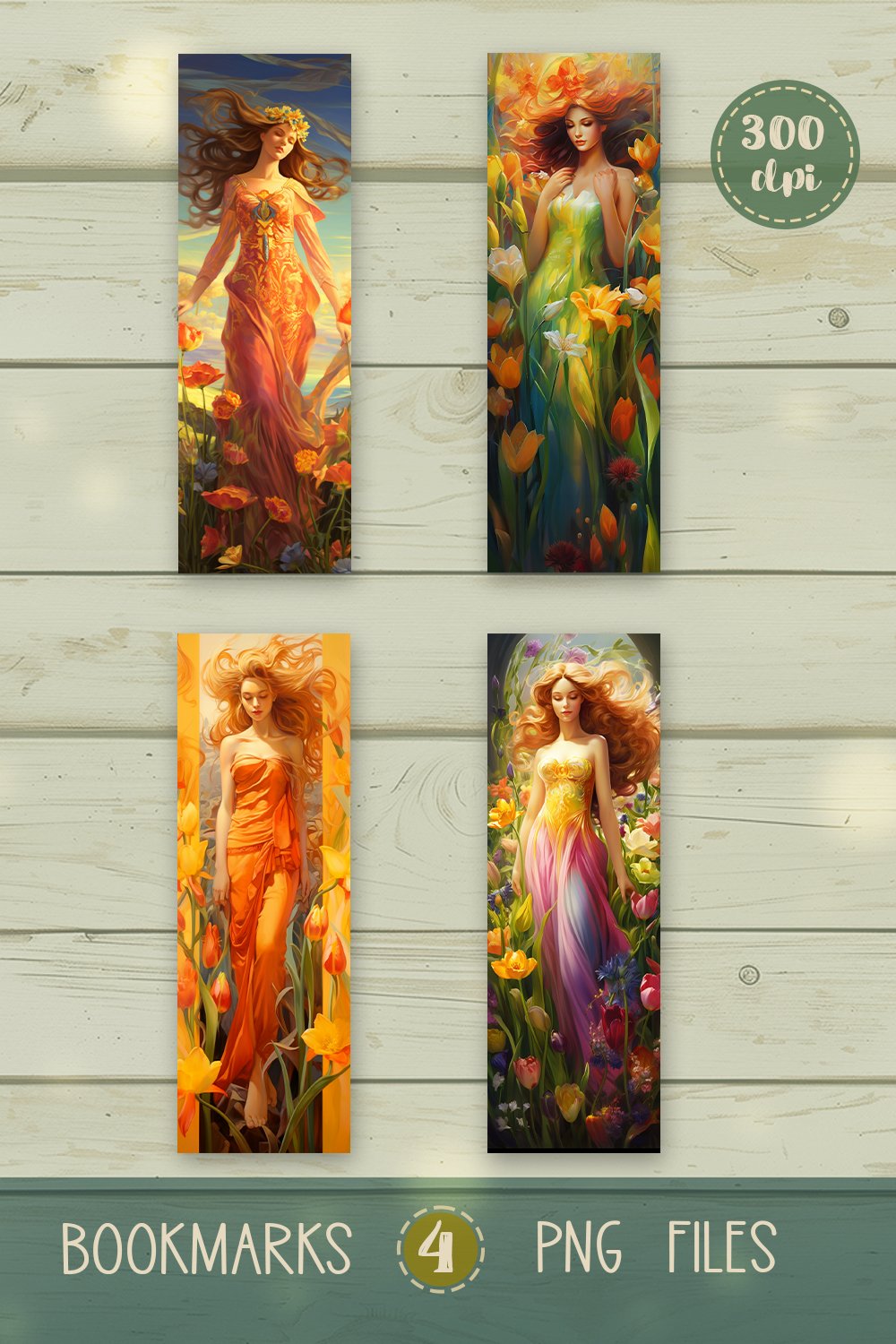 Bookmarks design - Nymphs of Spring.
