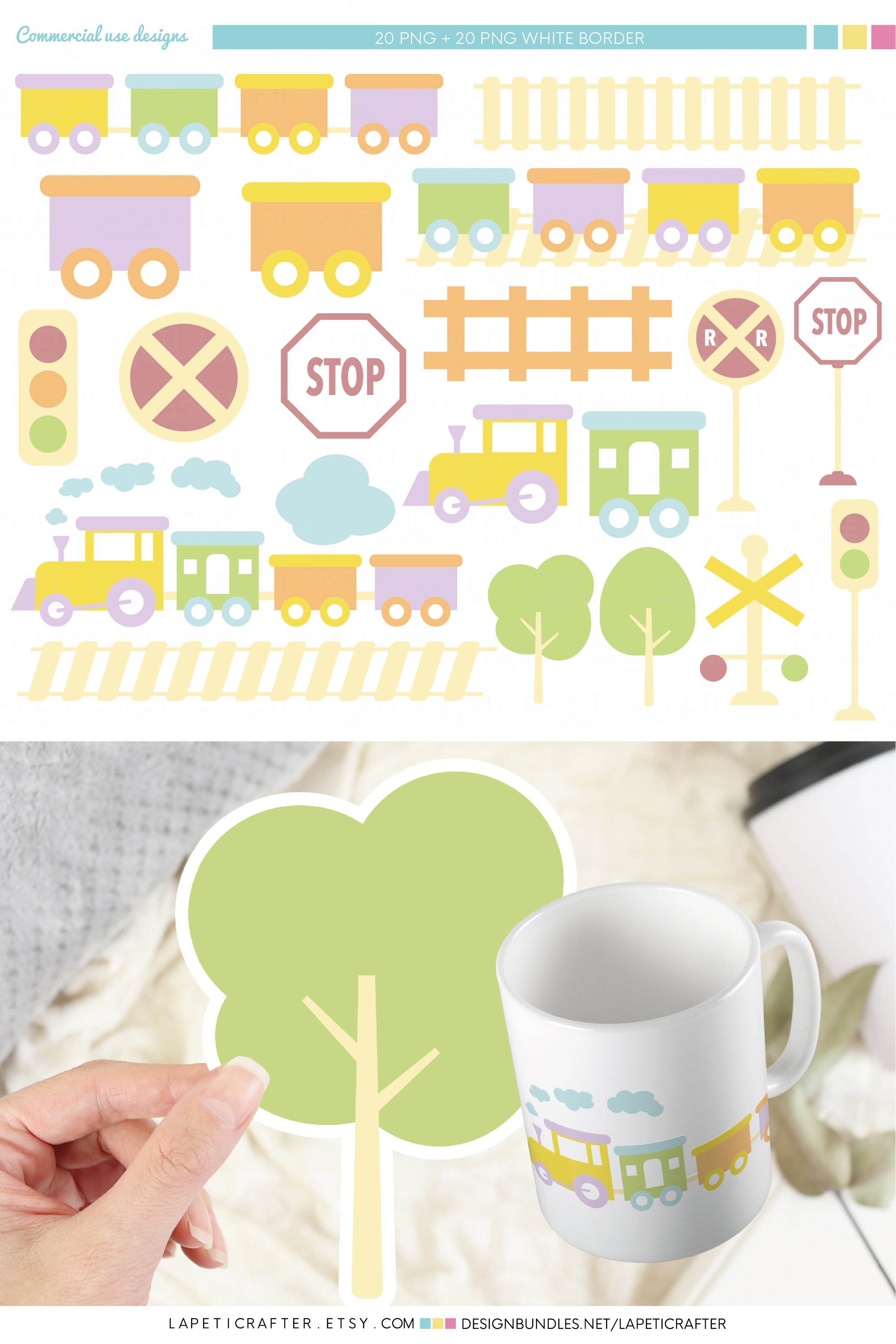 Train png clipart for baby first birthday | 20 files