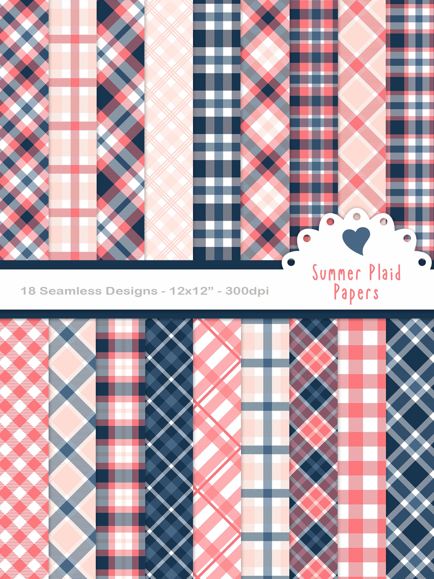 Summer plaid planner papers, seamless scrapbook (2078981)
