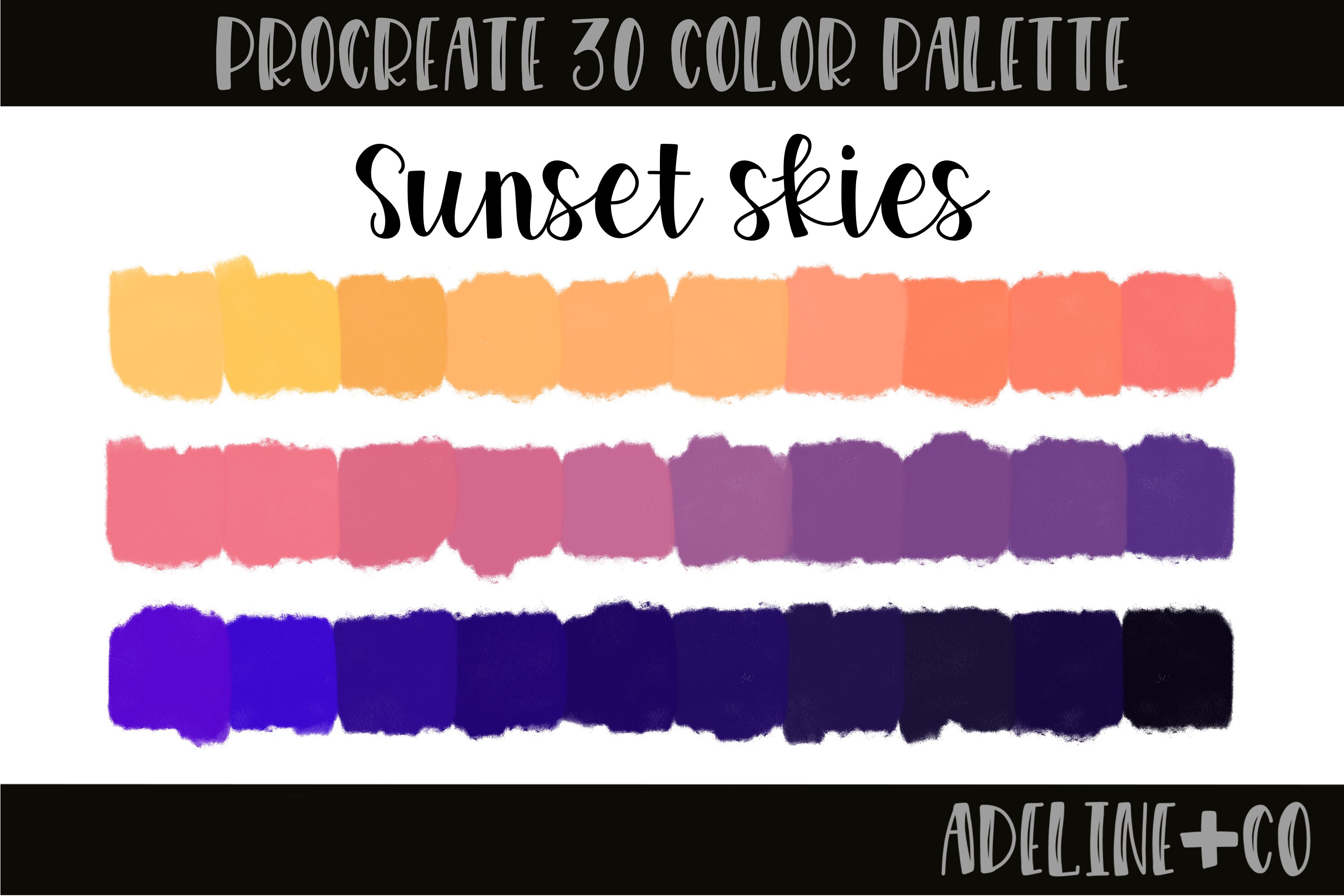 Sunset skies procreate color palette
